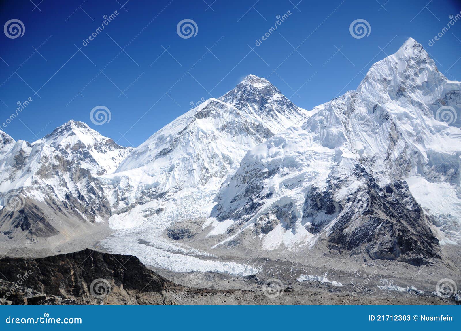 Mountains of Everest, Nuptse and Lhotse Stock Image - Image of ...