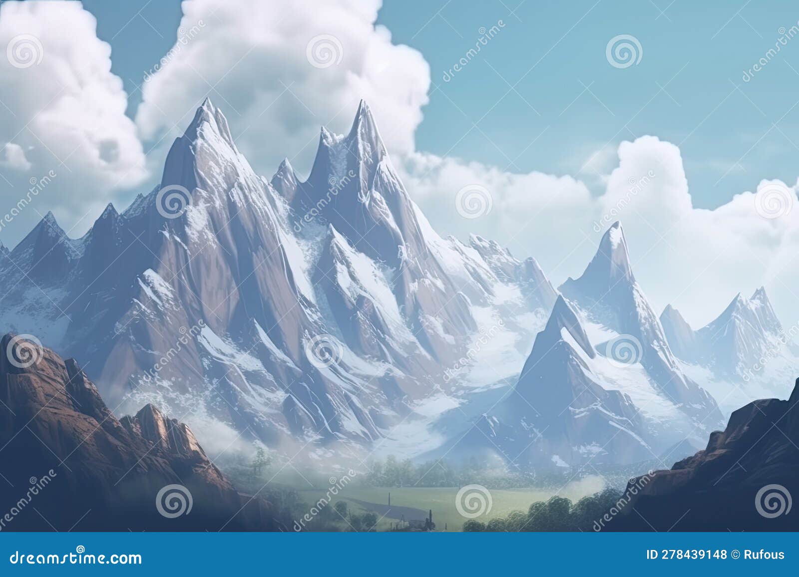 The Mountains. Fantasy Fiction Natural Backdrop Stock Illustration ... The Mountains. Fantasy Fiction Natural Backdrop Stock Illustration ...