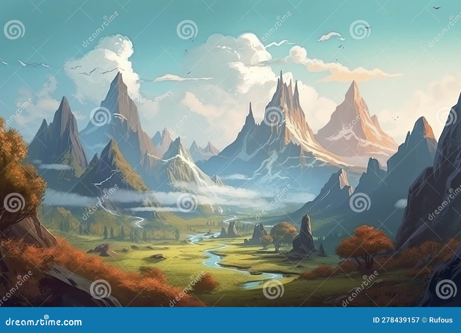 The Mountains. Fantasy Fiction Natural Backdrop Stock Illustration ... The Mountains. Fantasy Fiction Natural Backdrop Stock Illustration ...