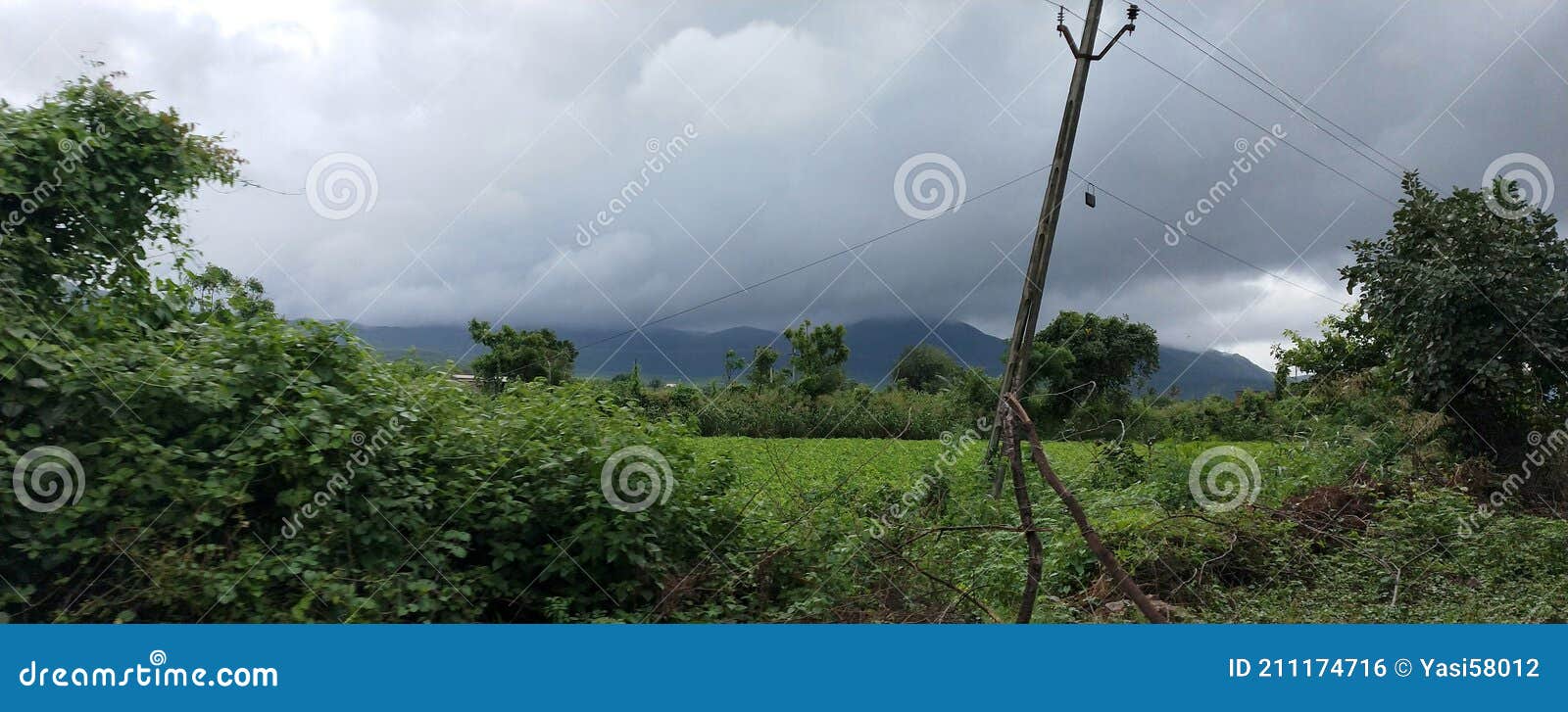 Mountains and Fields in Monsoon Season Stock Photo - Image of hill ...
