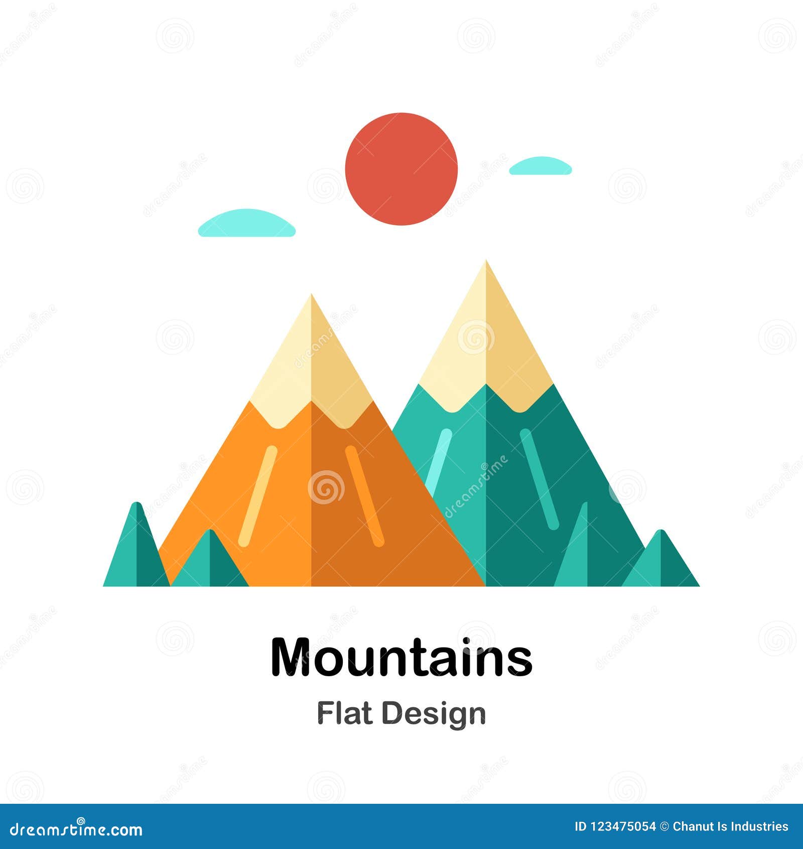 Mountains Flat Icon stock vector. Illustration of view - 123475054
