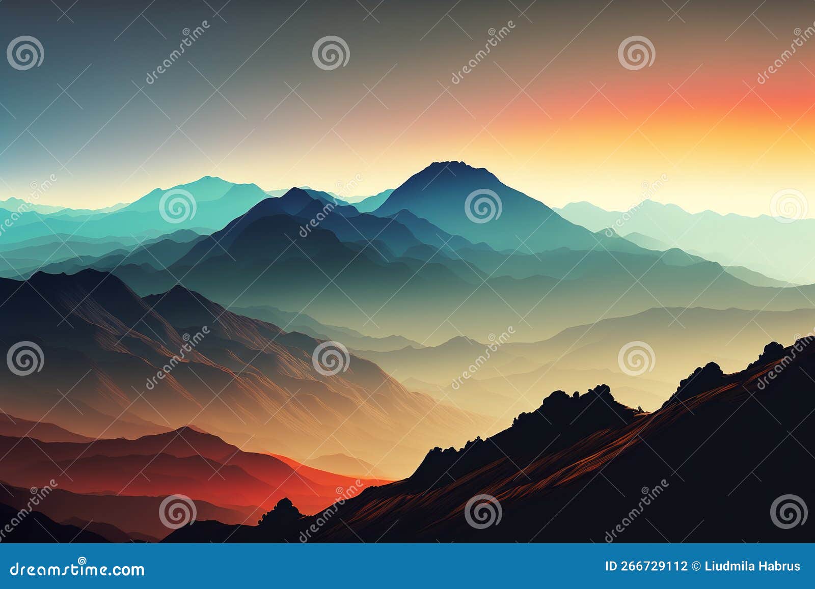 Mountains and Fog Drawing. Generative AI Stock Illustration ...