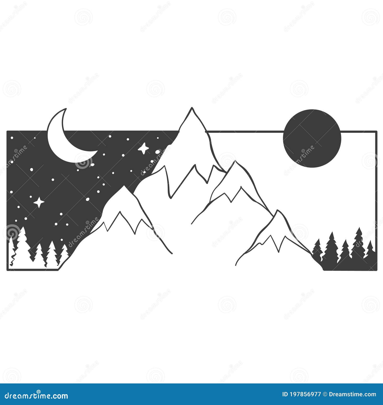Mountains, Forest. Day and Night Change Pattern. Stock Vector ...