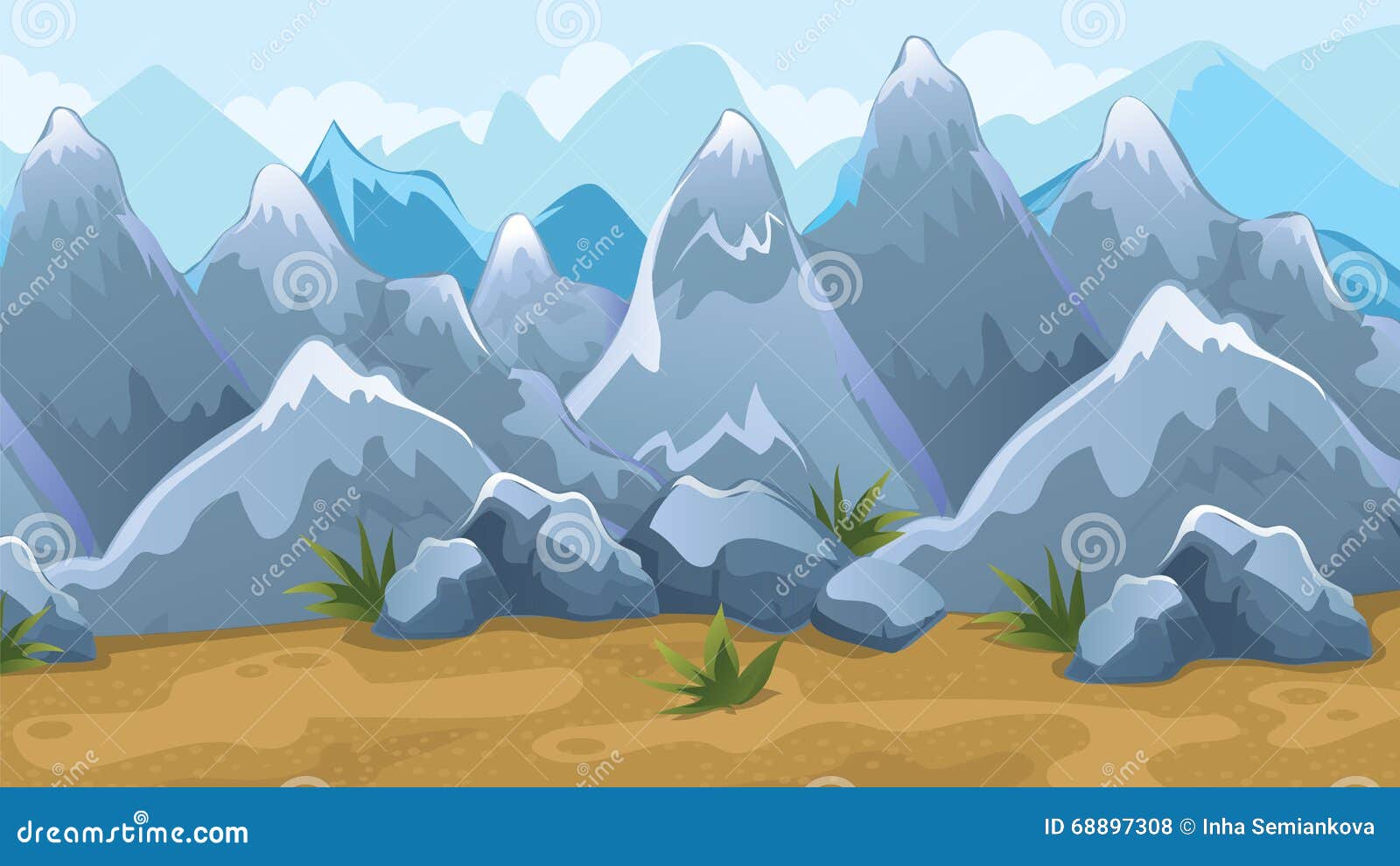 Mountains Game Background stock vector. Illustration of plants - 68897308