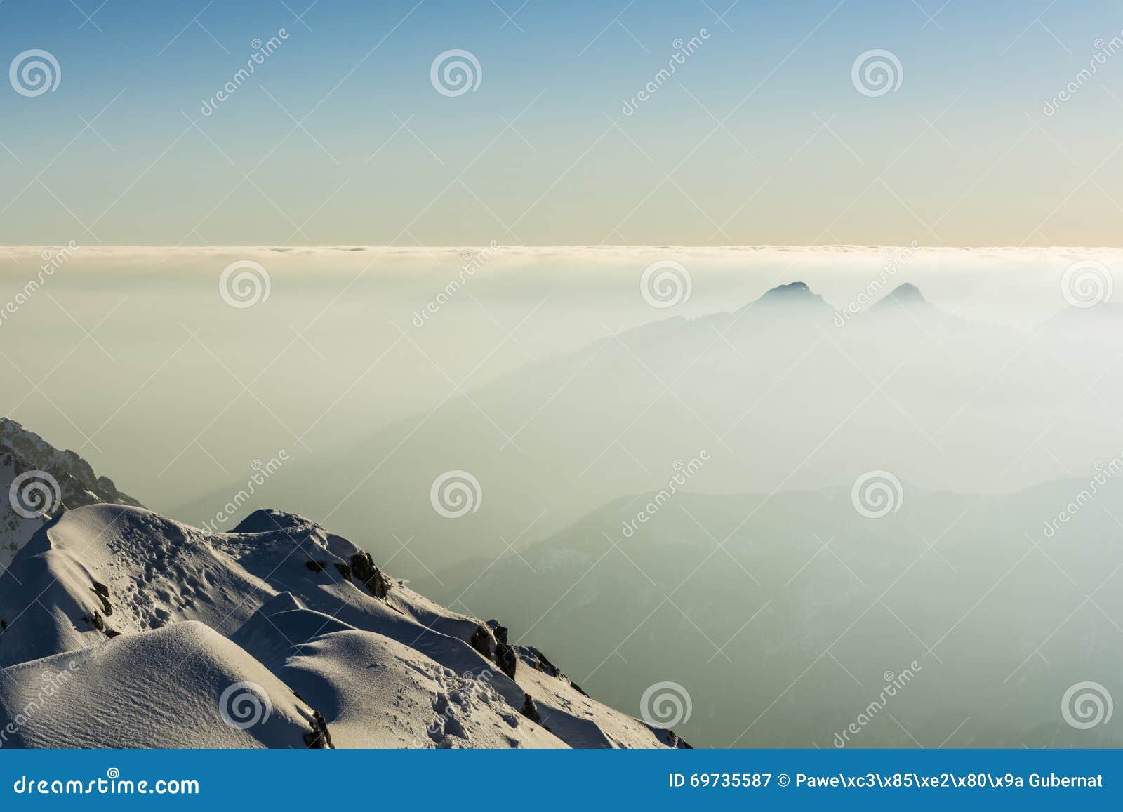 Mountains Hidden in the Mist. Stock Image - Image of couloir, hike ...
