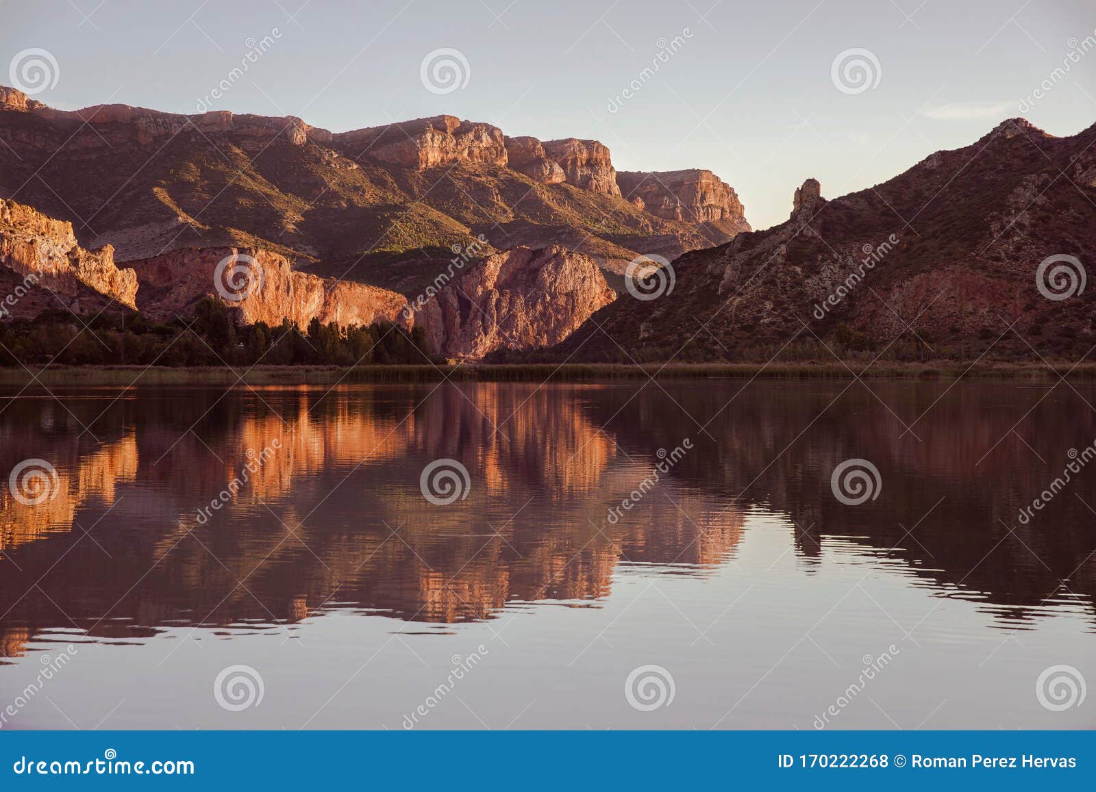 Mountains with Its Reflection in the Water Stock Photo - Image of ...