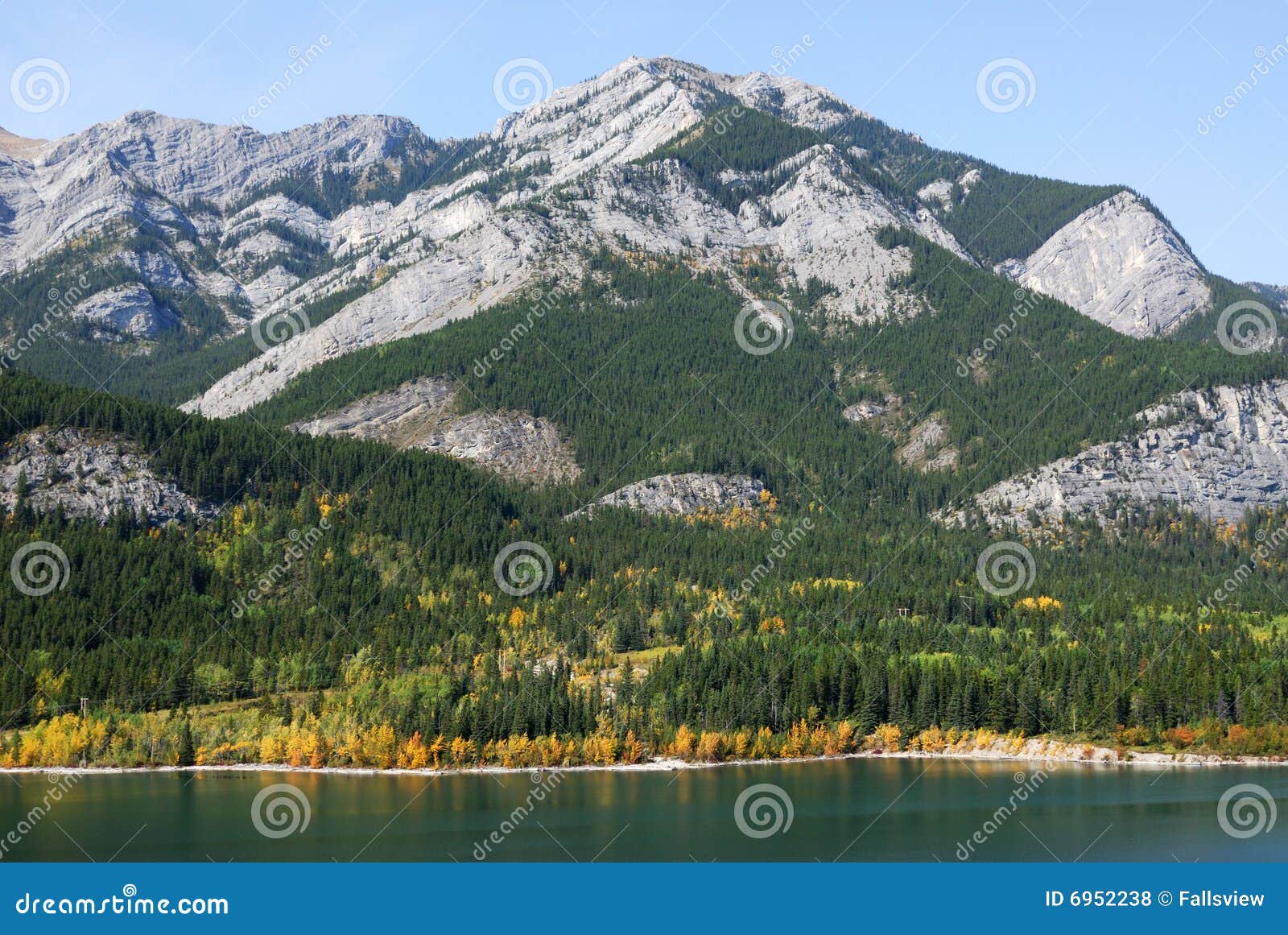 Mountains and lake in fall stock photo. Image of colors - 6952238
