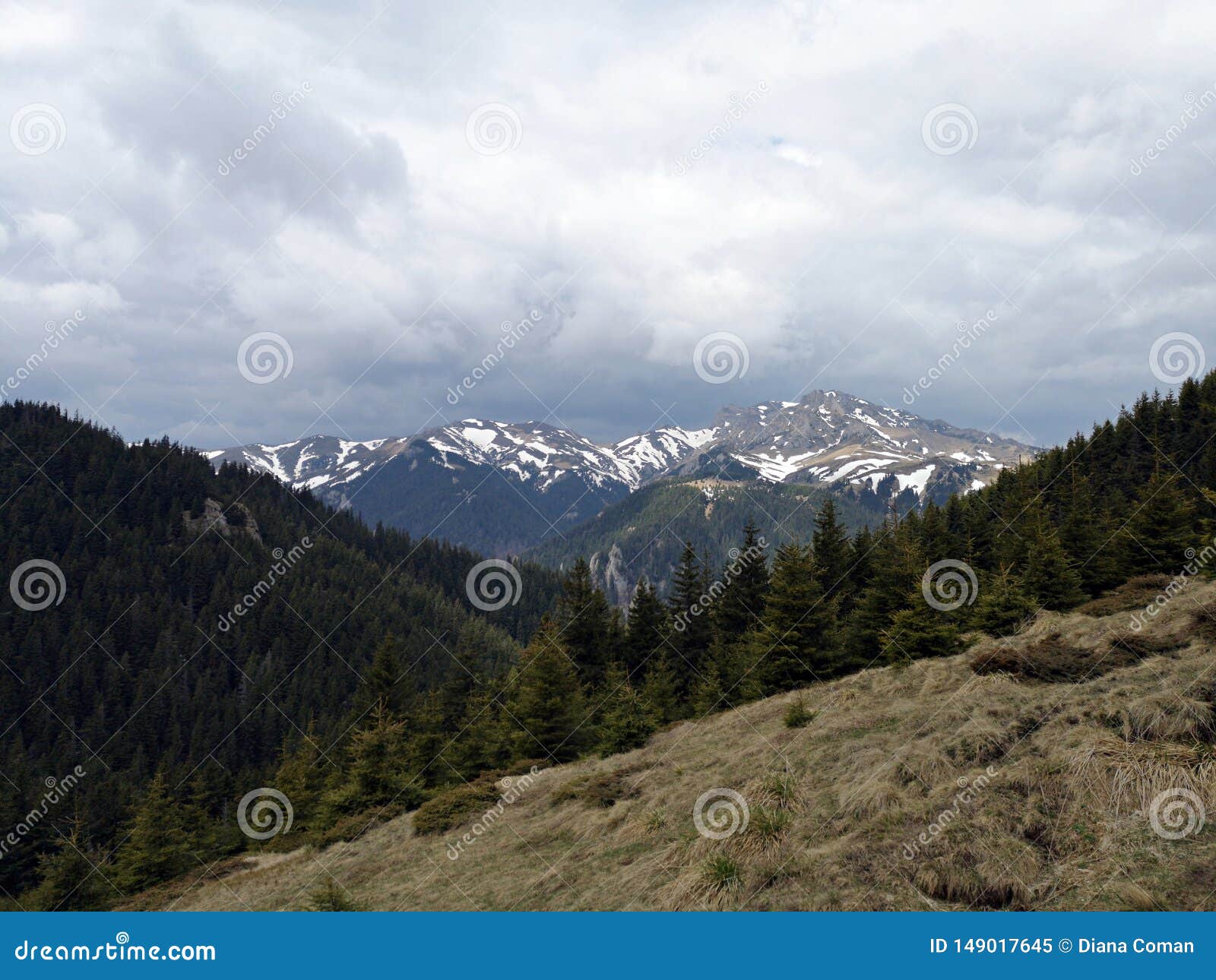Mountains Landscape in Early Spring - Panoramic View Stock Image ...