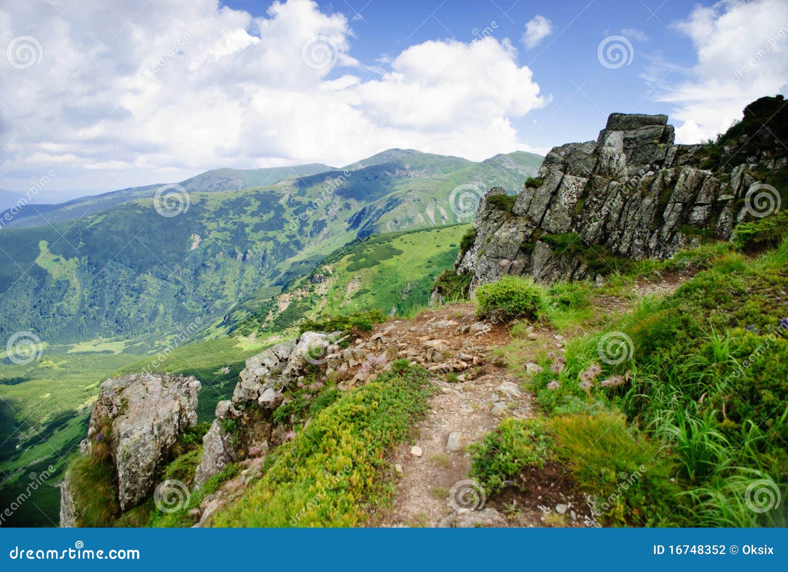 Mountains Landscape with Rock Stock Photo - Image of meadow, grass ...
