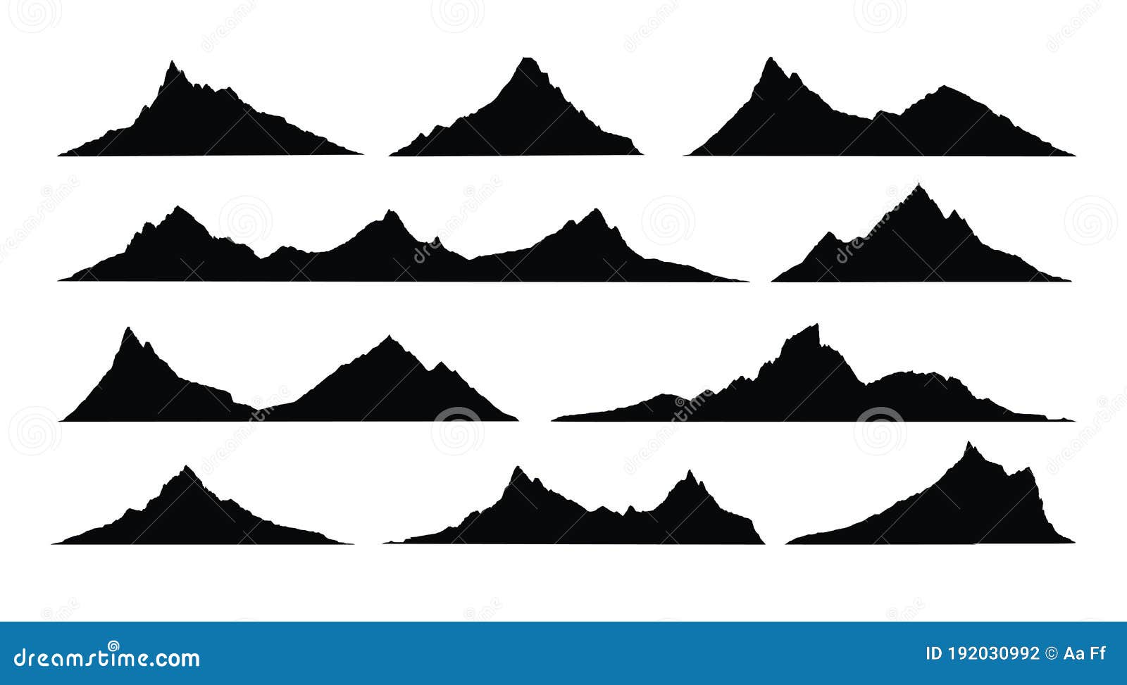 Mountain Hike Line Icons Collection. Summit, Trailhead, Altitude, Peak ...