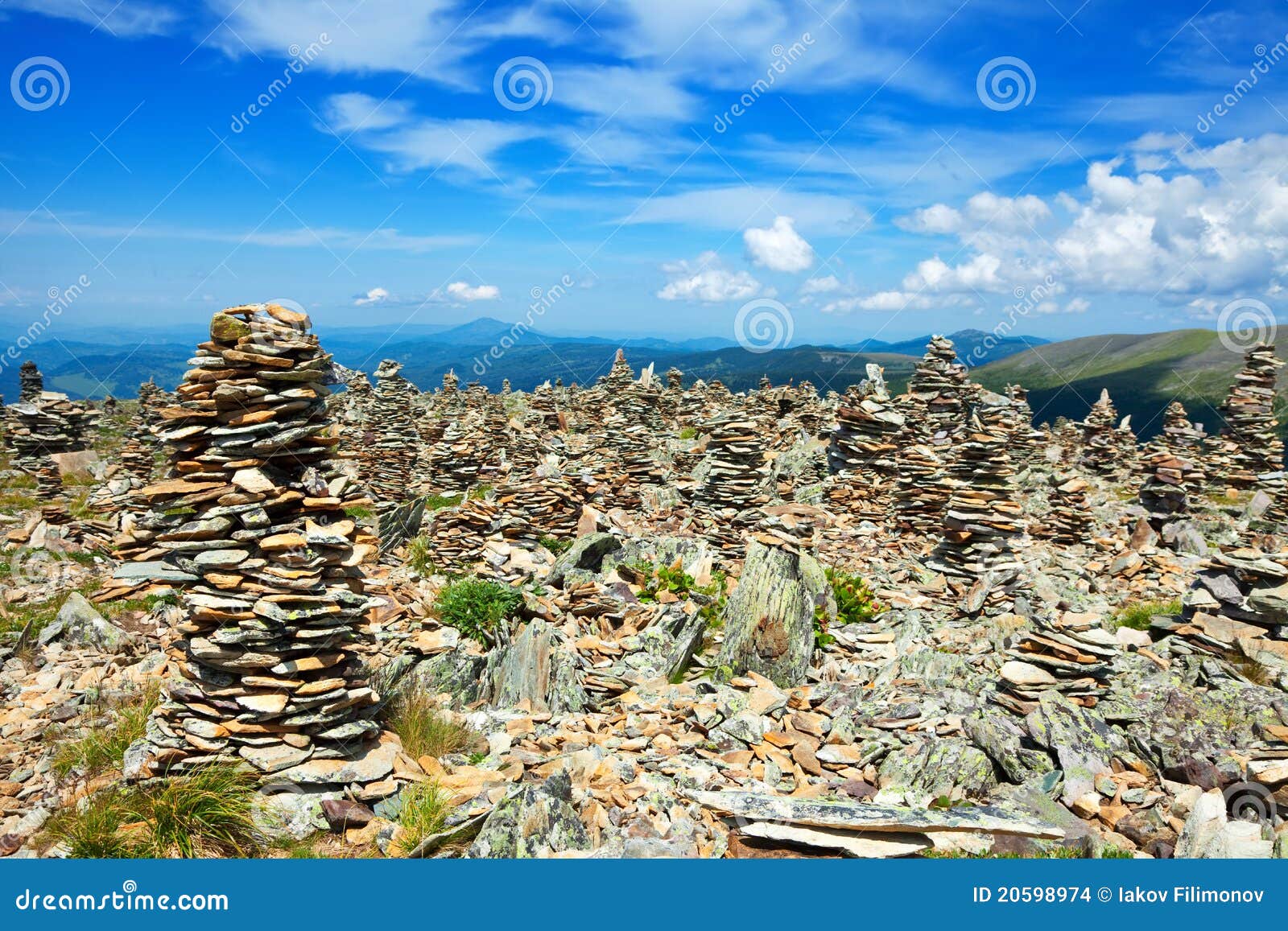 Mountains Landscape with Stone Pile Stock Photo - Image of scene ...