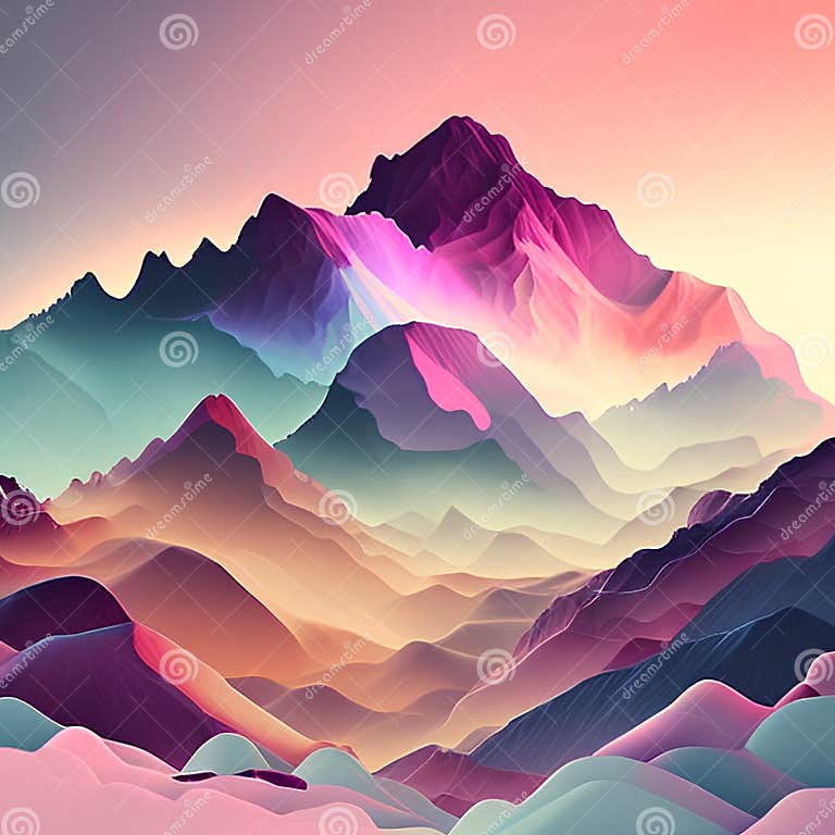 Mountains. Landscape. Sunrise. 3d Vector Illustration Stock ...