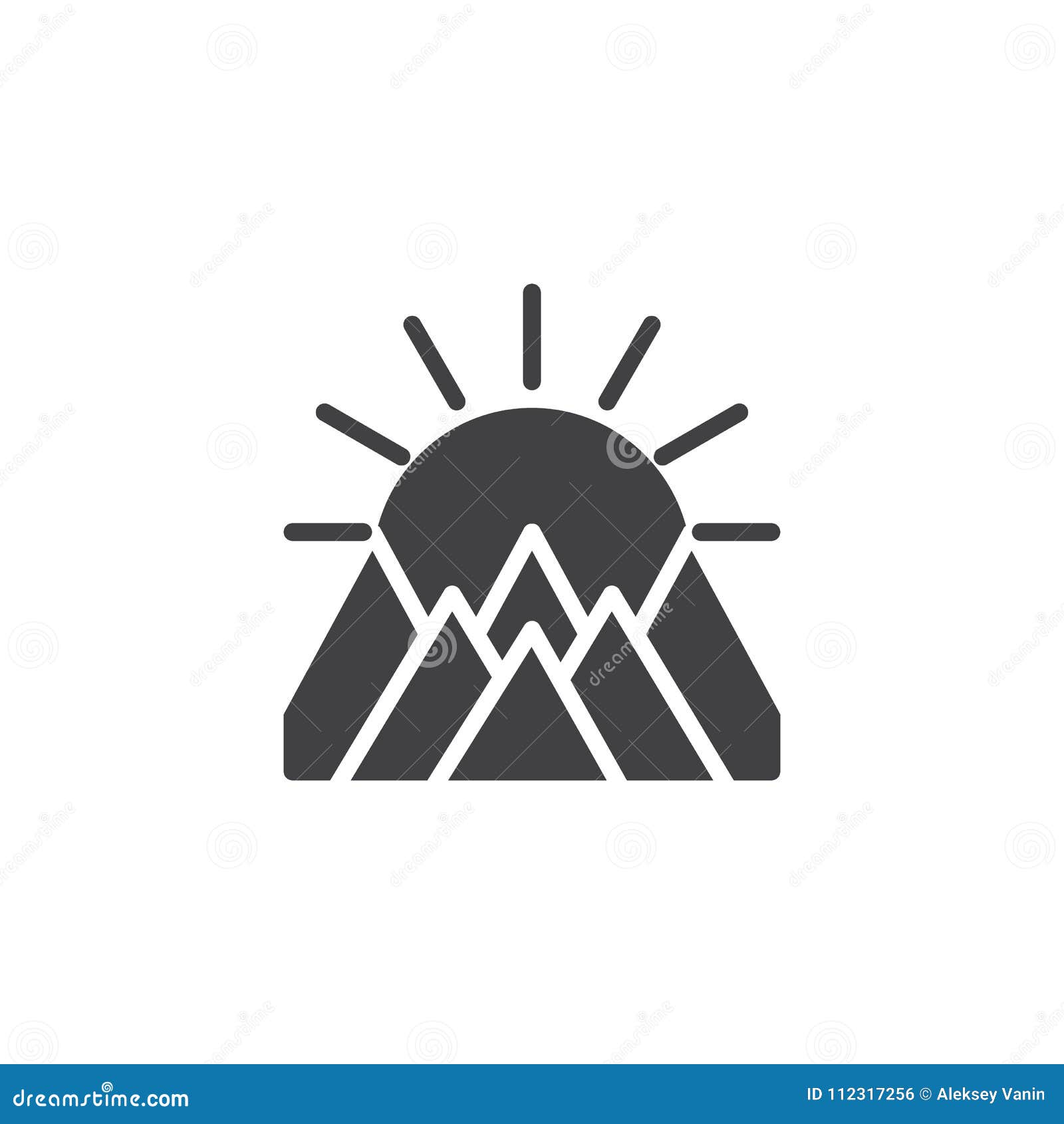 Mountains Landscape on Sunset Vector Icon Stock Vector - Illustration ...