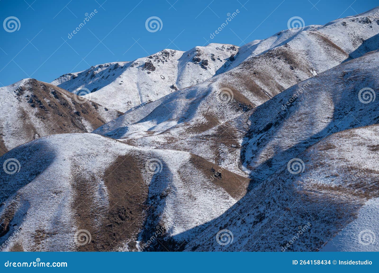 Mountains Lightly Covered in Snow. Stock Photo - Image of season, hill ...