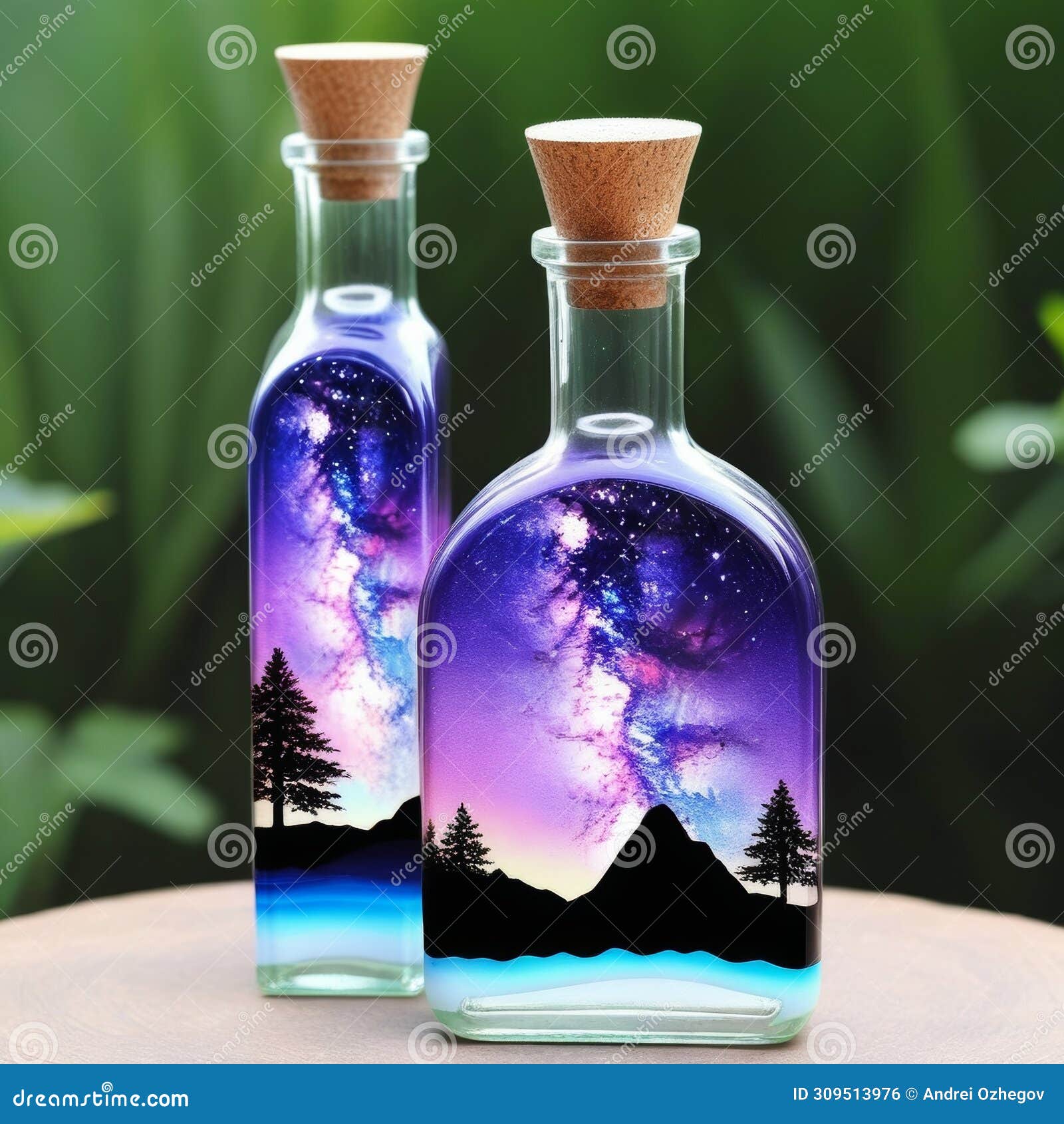Mountains and Milky Way in a Bottle Stock Photo - Image of lifestyle ...
