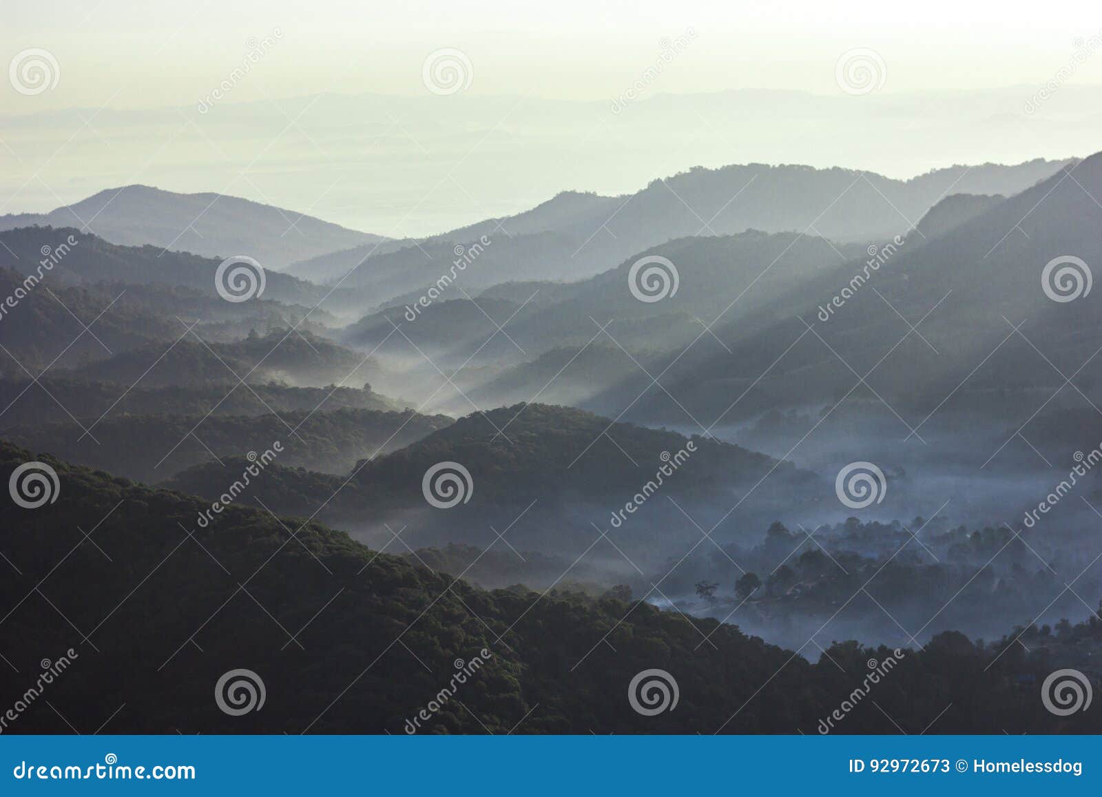 Mountains and Mist at the Morning Stock Image - Image of melancholy ...