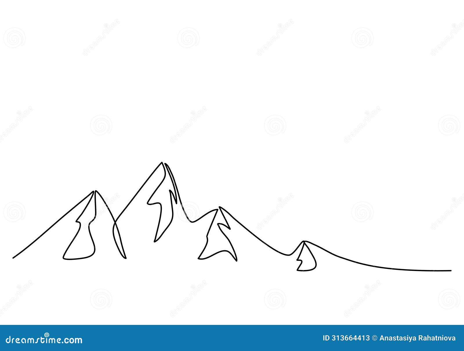 Mountains, One Line Drawing Vector Illustration Stock Vector ...