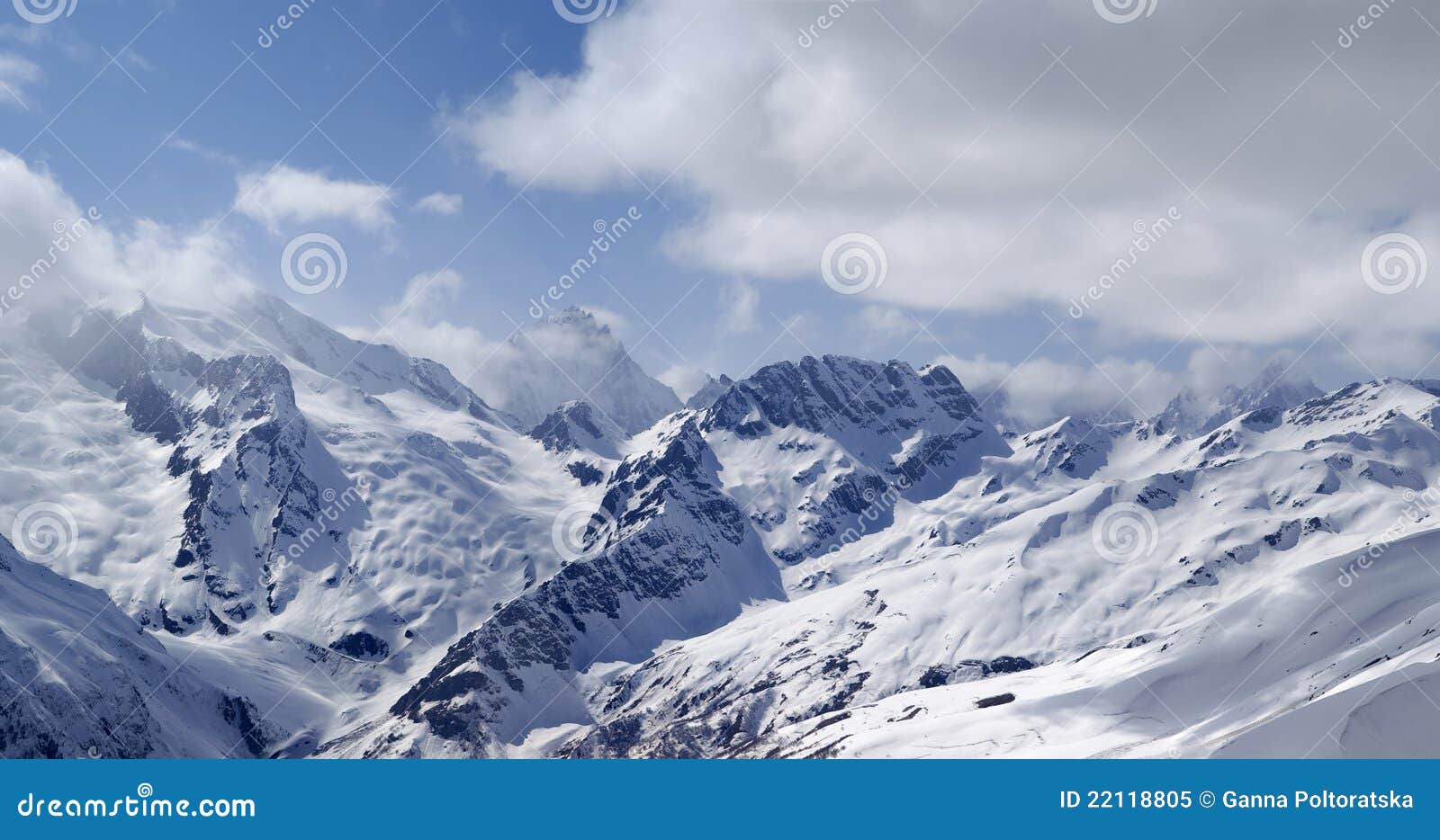 Mountains Panorama. View from the Ski Slope. Stock Image - Image of ...