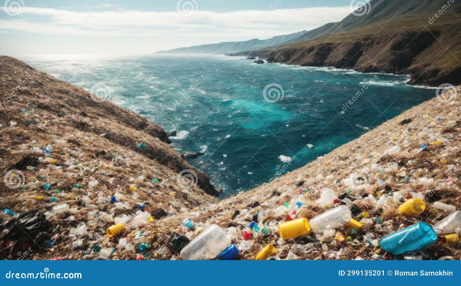 Mountains of Plastic Garbage on the Ocean, Water Pollution Stock ...