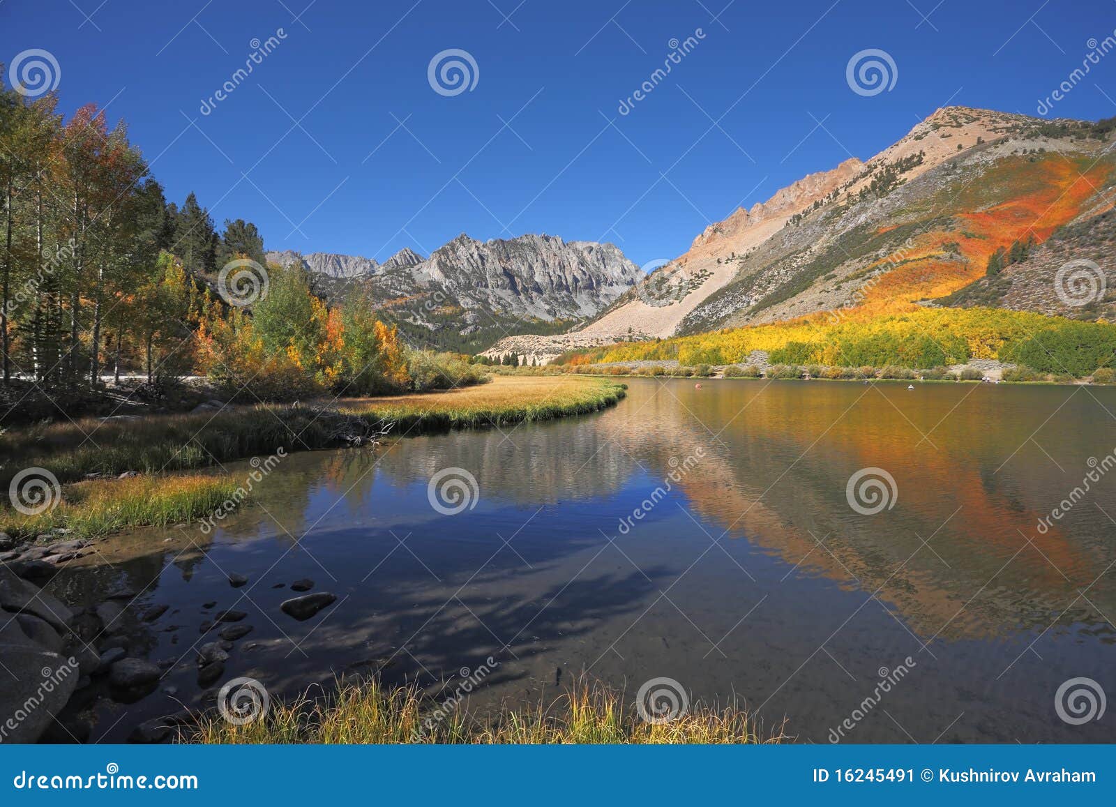 Mountains are Reflected in the Lake Stock Image - Image of colored ...