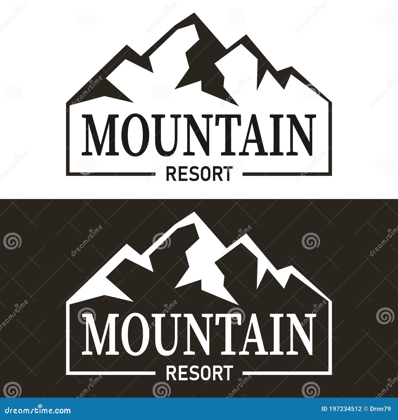 Mountains Resort Symbol. Vector Monochromatic Sign, Logotype. Stock ...