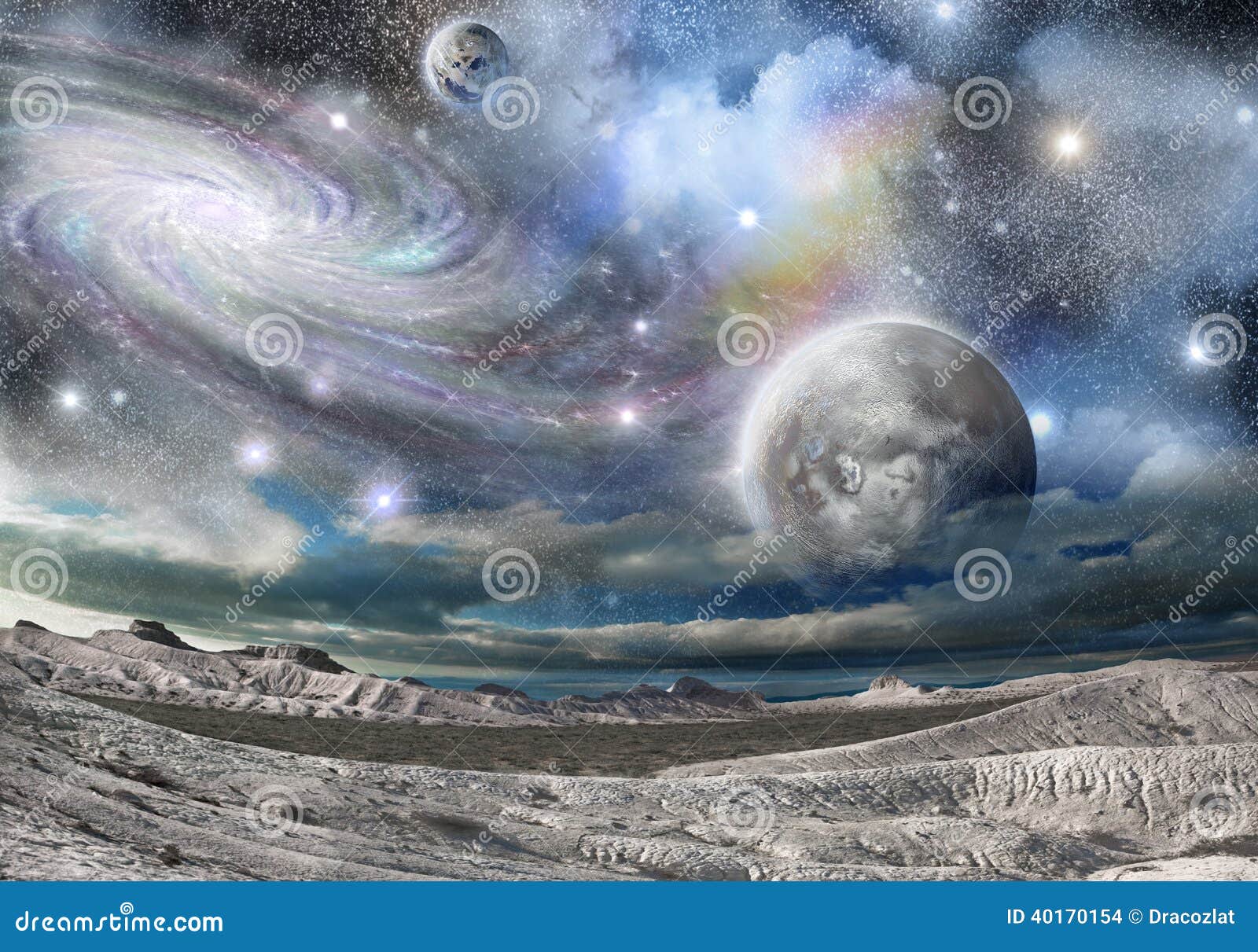 Mountains Ridges and Galaxies Stock Illustration - Illustration of ...