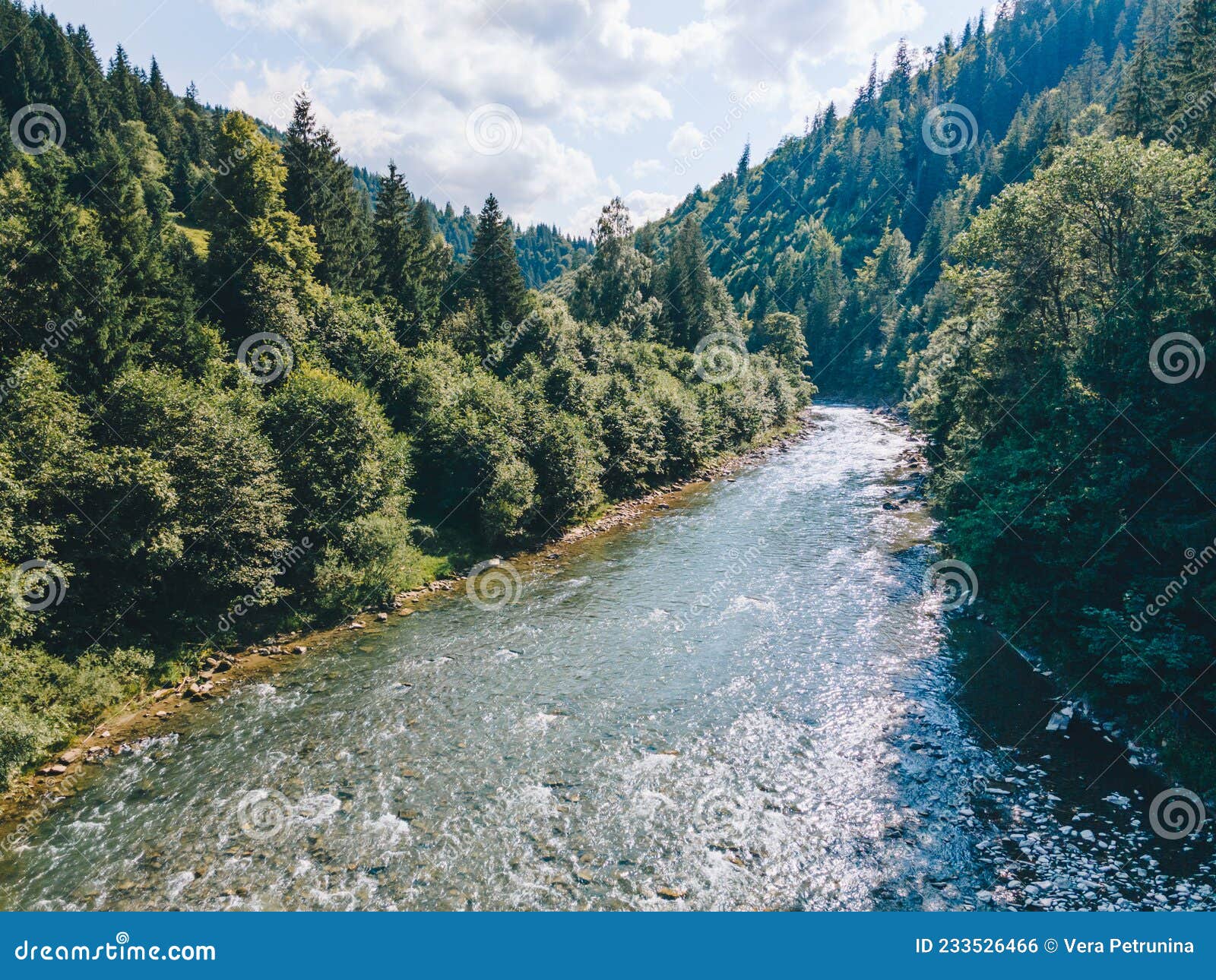 Mountains River Landscape from Above Stock Photo - Image of branch ...