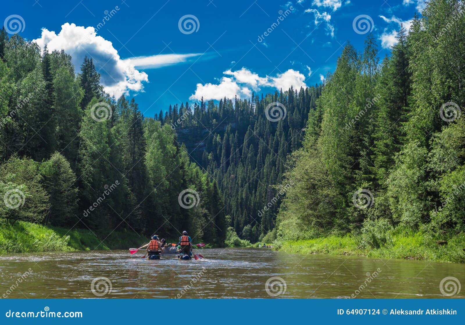 Mountains river and rafts editorial stock image. Image of group - 64907124