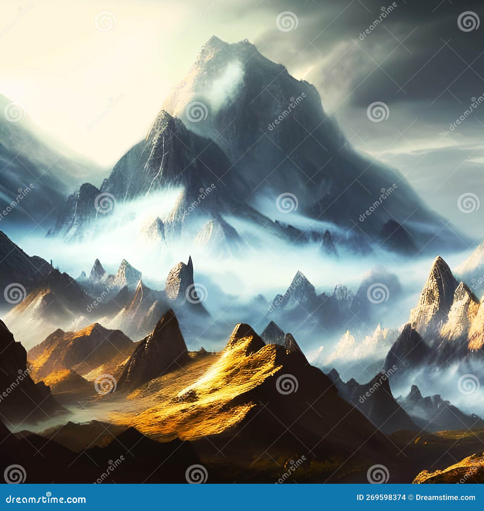 Mountains and Rugged Terrain Landscape Stock Illustration ...