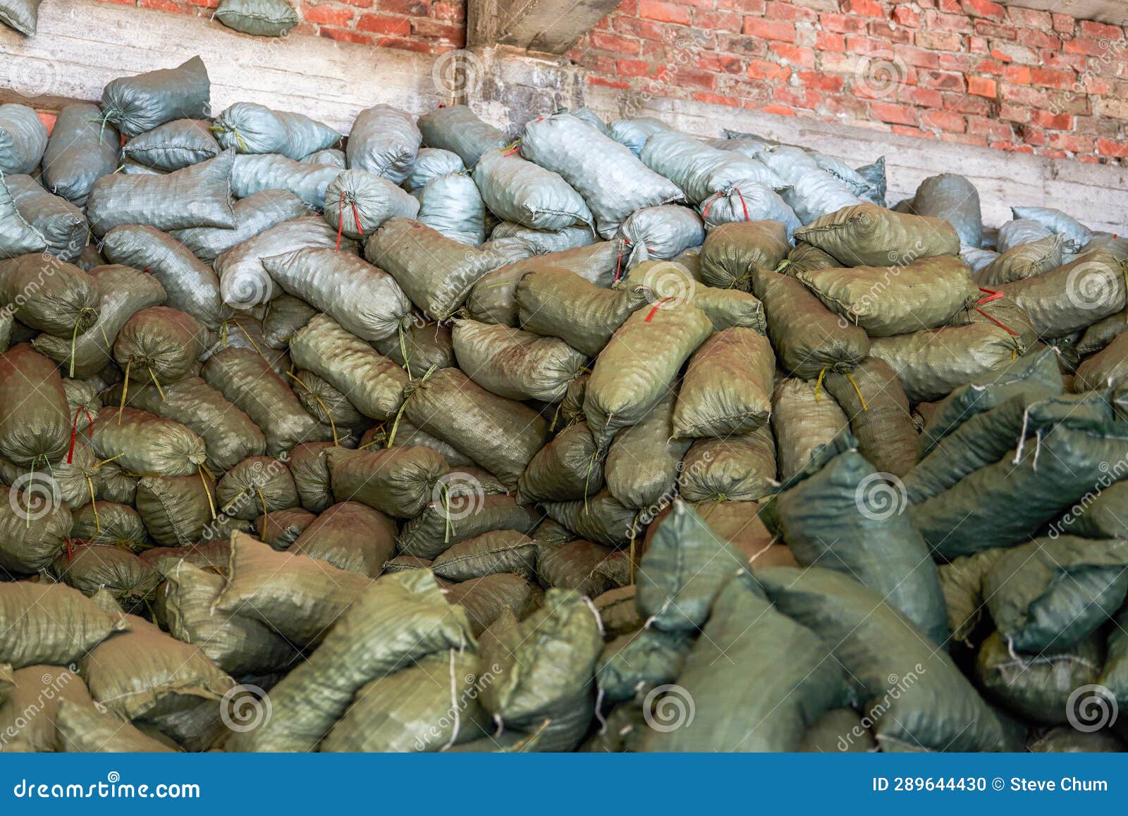 Mountains of Sack Goods Piled Up in the Chemical Warehouse Stock Photo ...