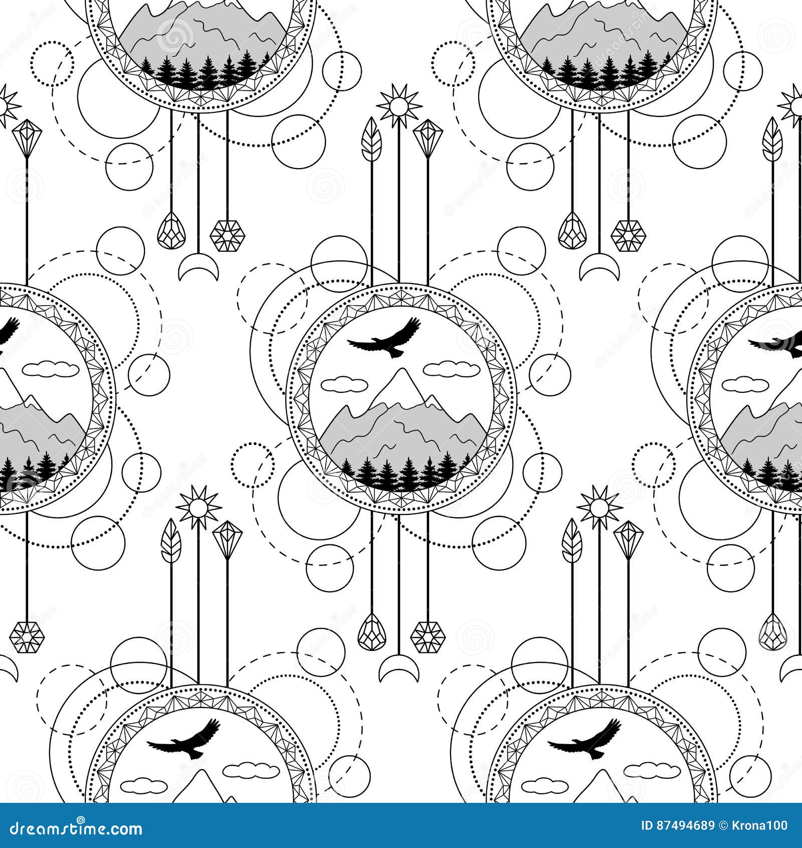 Mountains Seamless Pattern stock vector. Illustration of round - 87494689