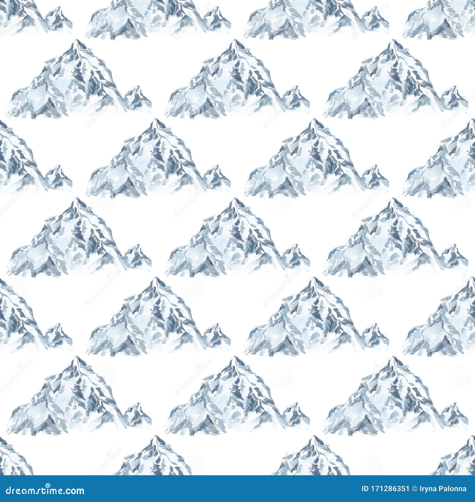 Mountains Seamless Pattern Watercolor Illustration Stock Illustration ...