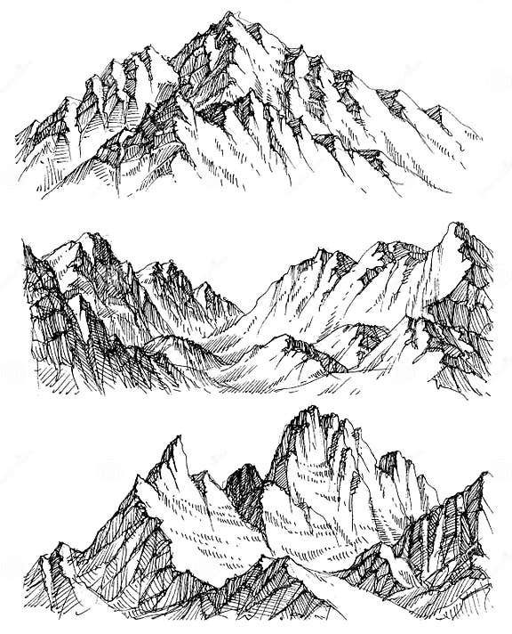 Mountains set stock vector. Illustration of drawing, altitude - 93819021