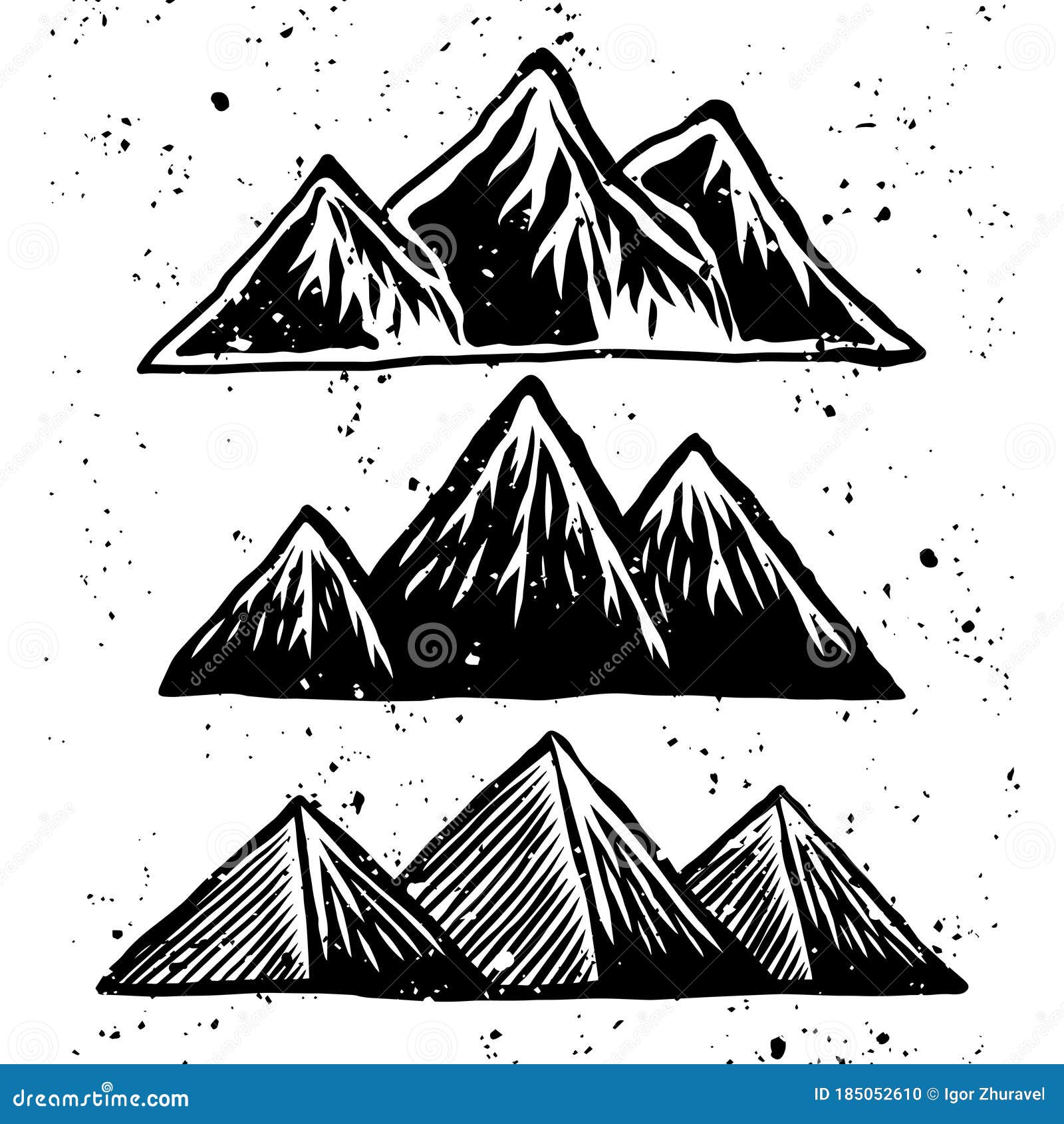 Mountains Set of Hand Drawn Rough Vector Objects Stock Vector ...