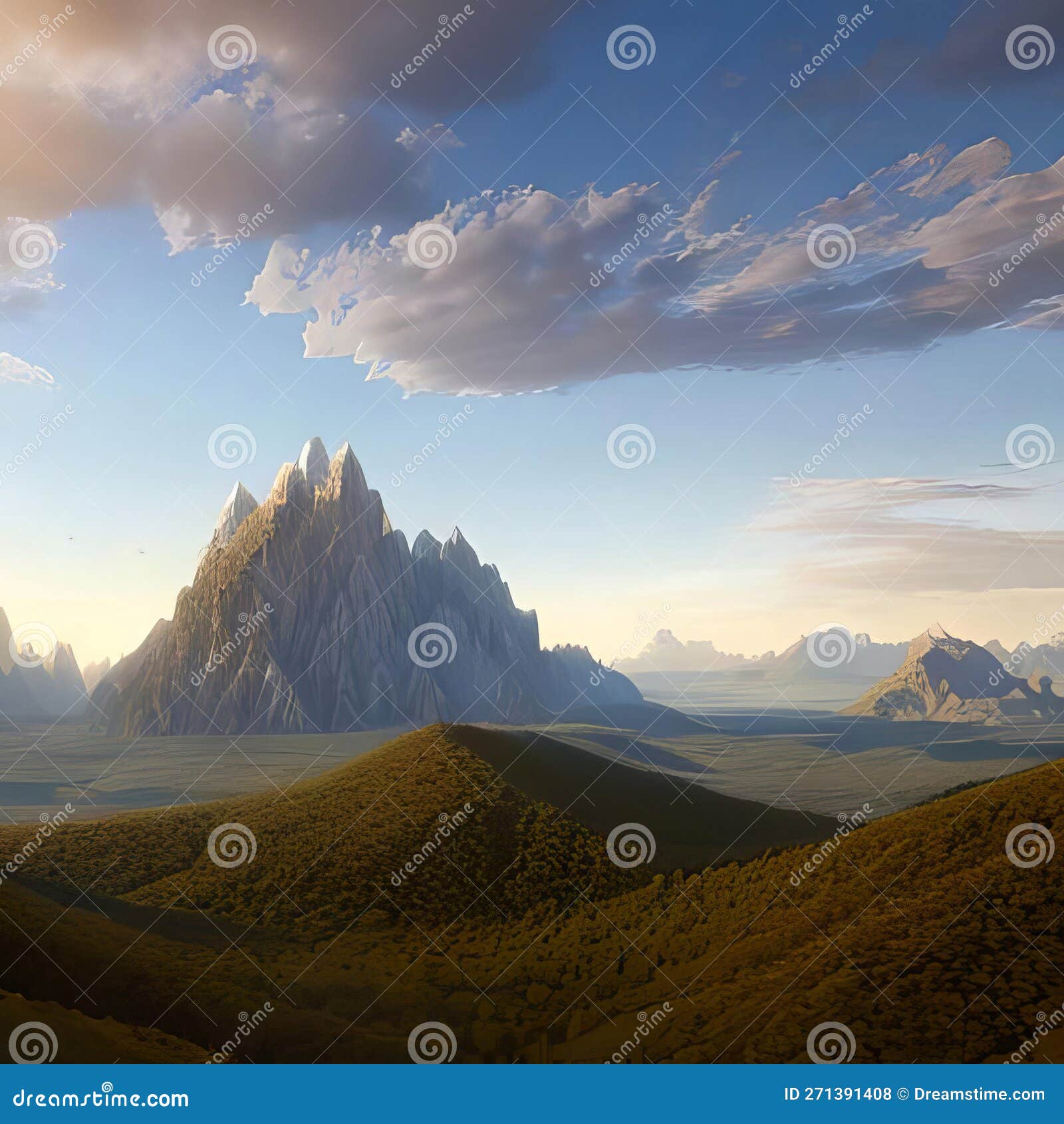 Mountains and Setting Sun. Beautiful Panoramic Landscape Stock ...