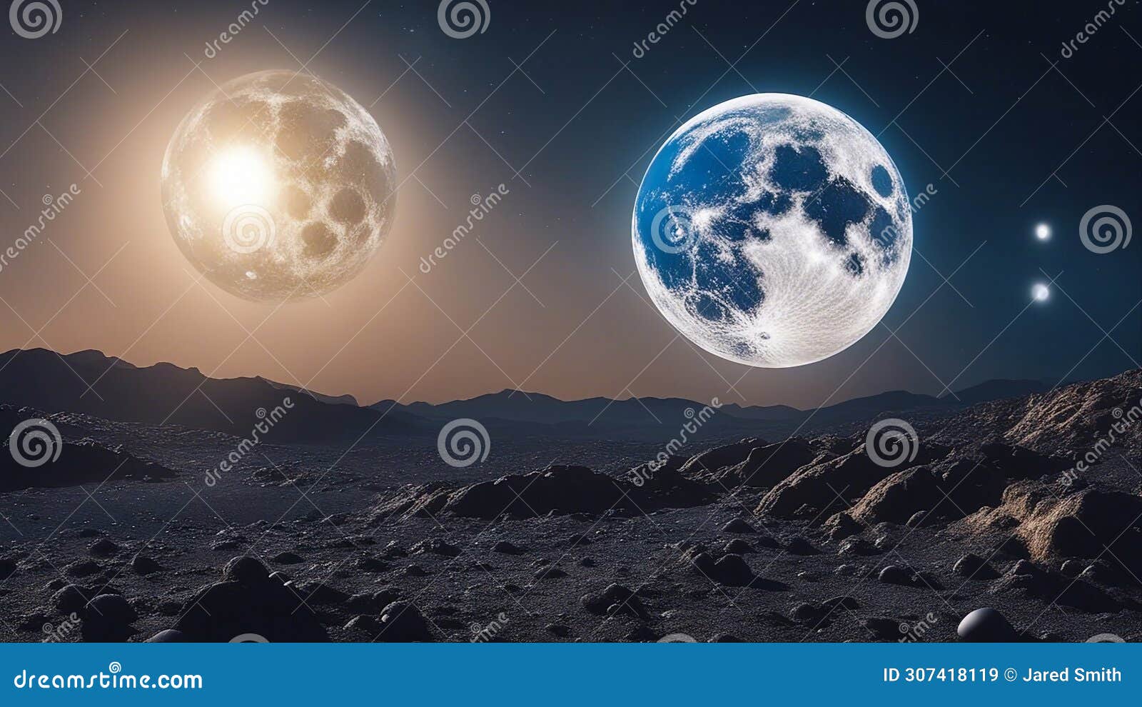 Mountains _A Shiny Silver Moons with a Metallic Surface and Craters ...