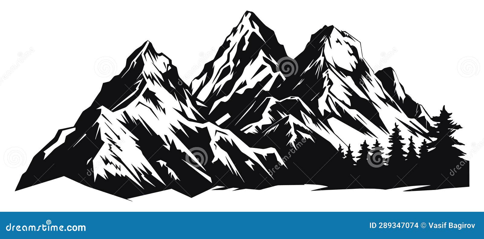 Mountain Silhouettes Overlook. Vector Rocky Hills Terrain Vector ...