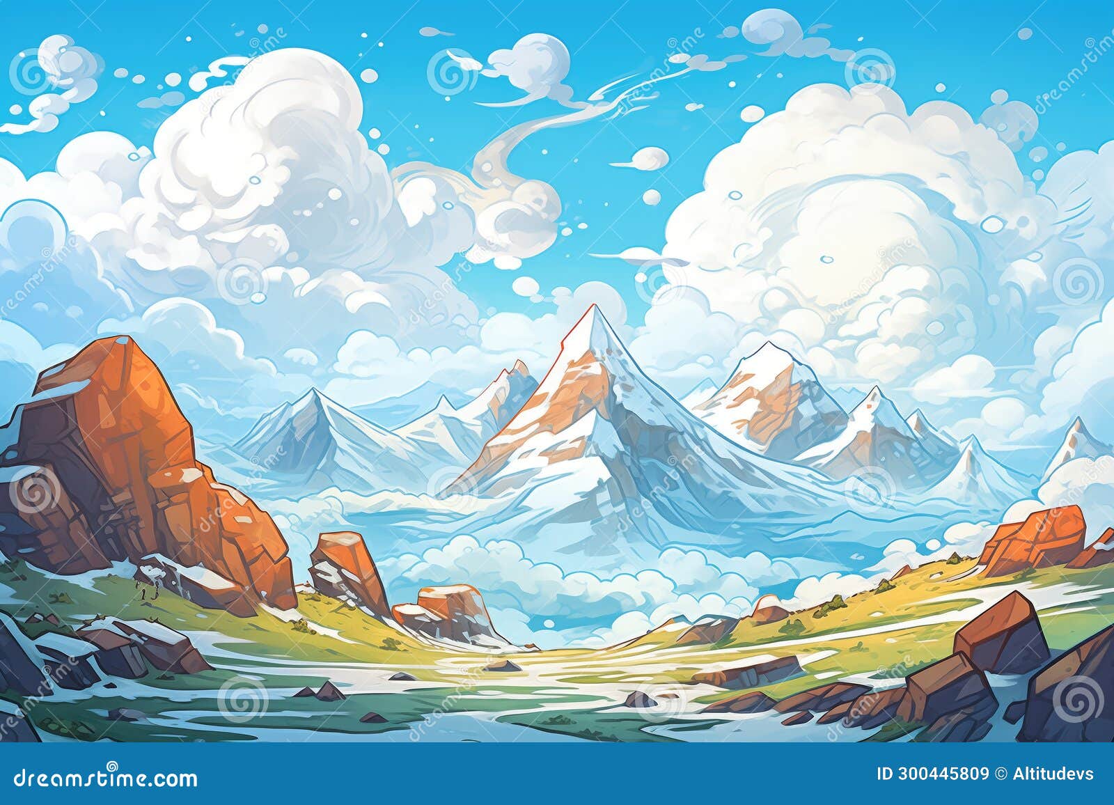 Mountains with Snow and Clouds Hovering Overhead Stock Image - Image of ...