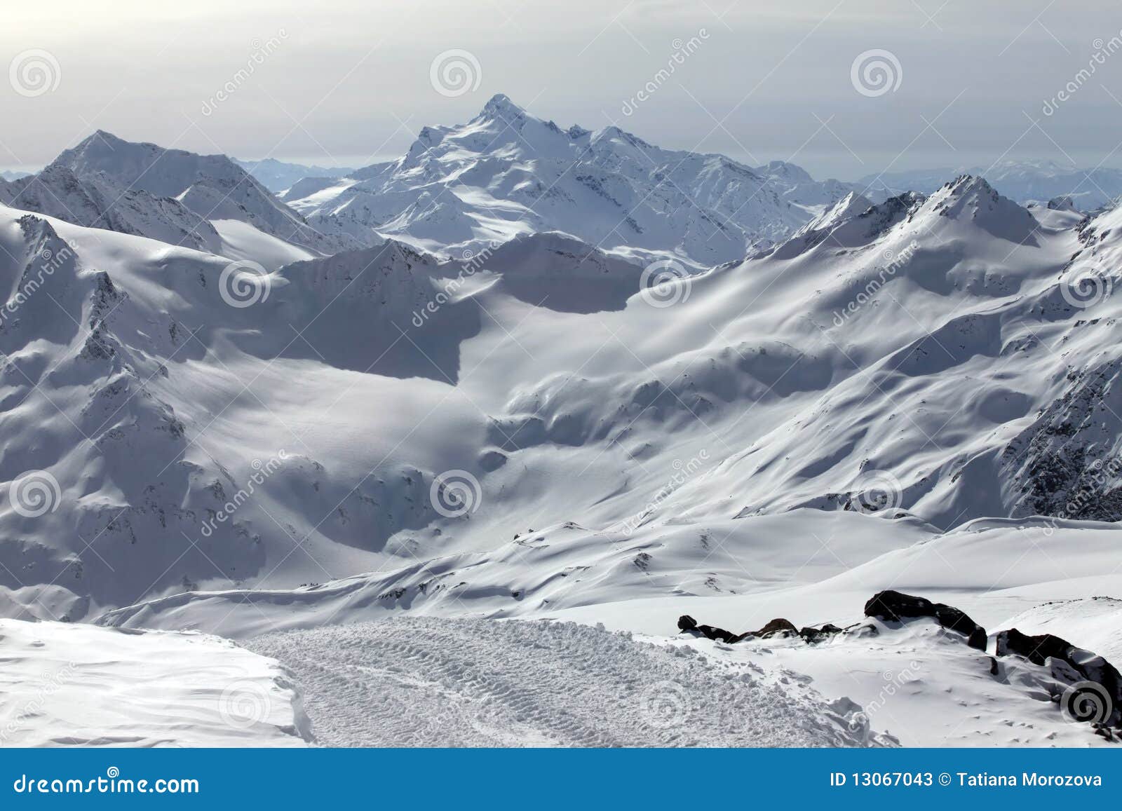 Mountains in Snow in Cloudy Weather Stock Image - Image of ...