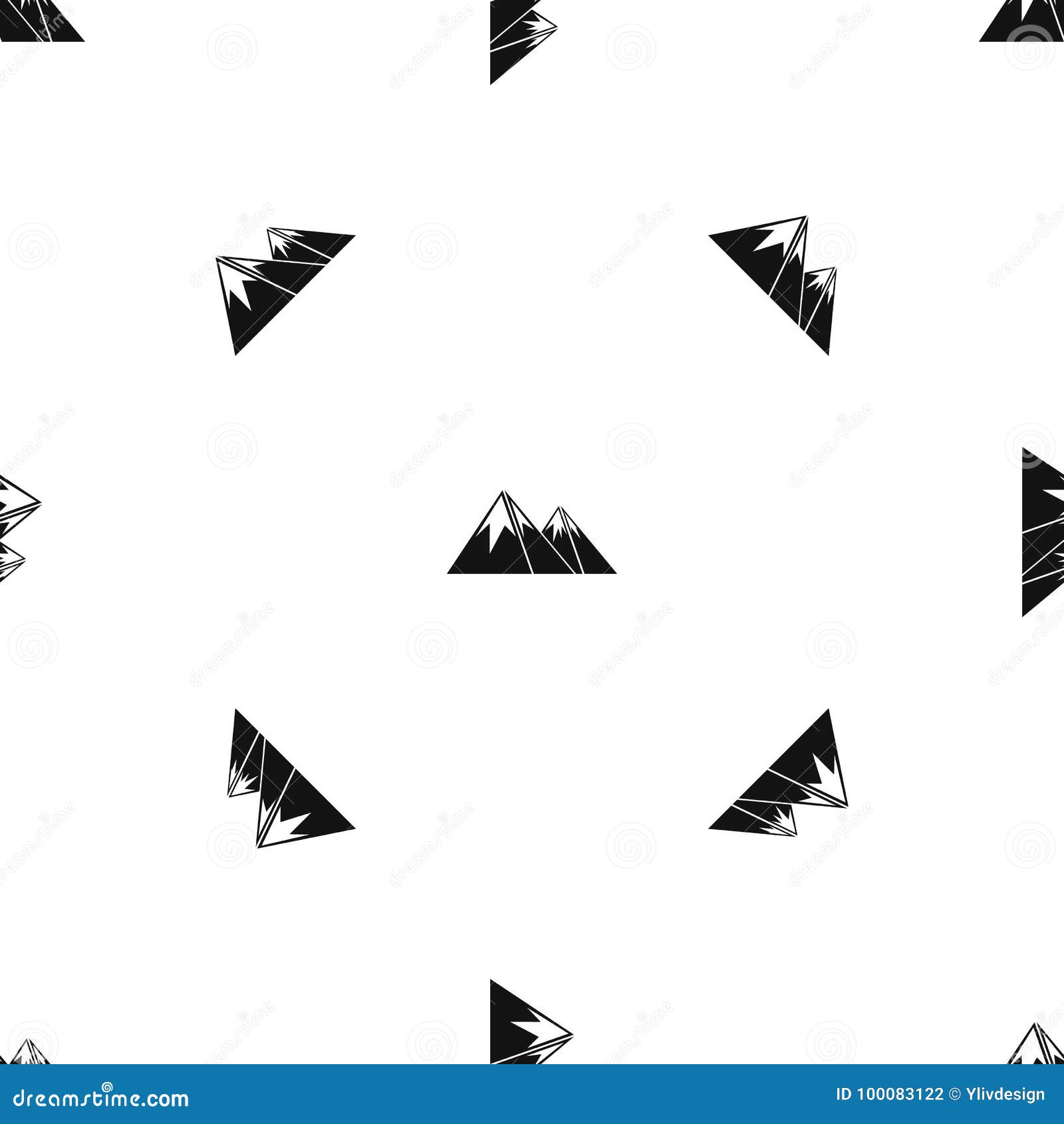 Mountains with Snow Pattern Seamless Black Stock Vector - Illustration ...