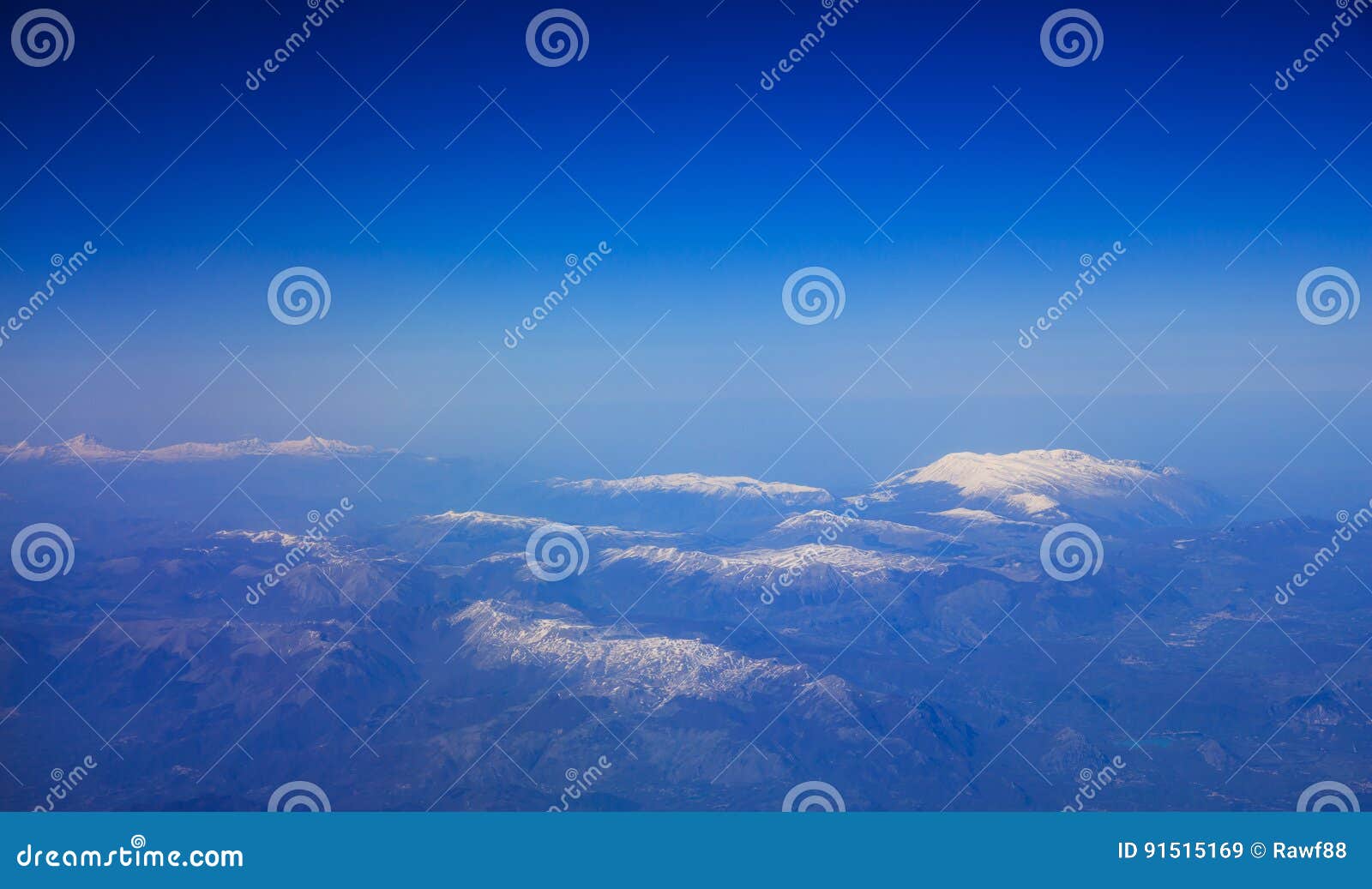 Mountains with Snow - View from Plane Window Stock Image - Image of ...