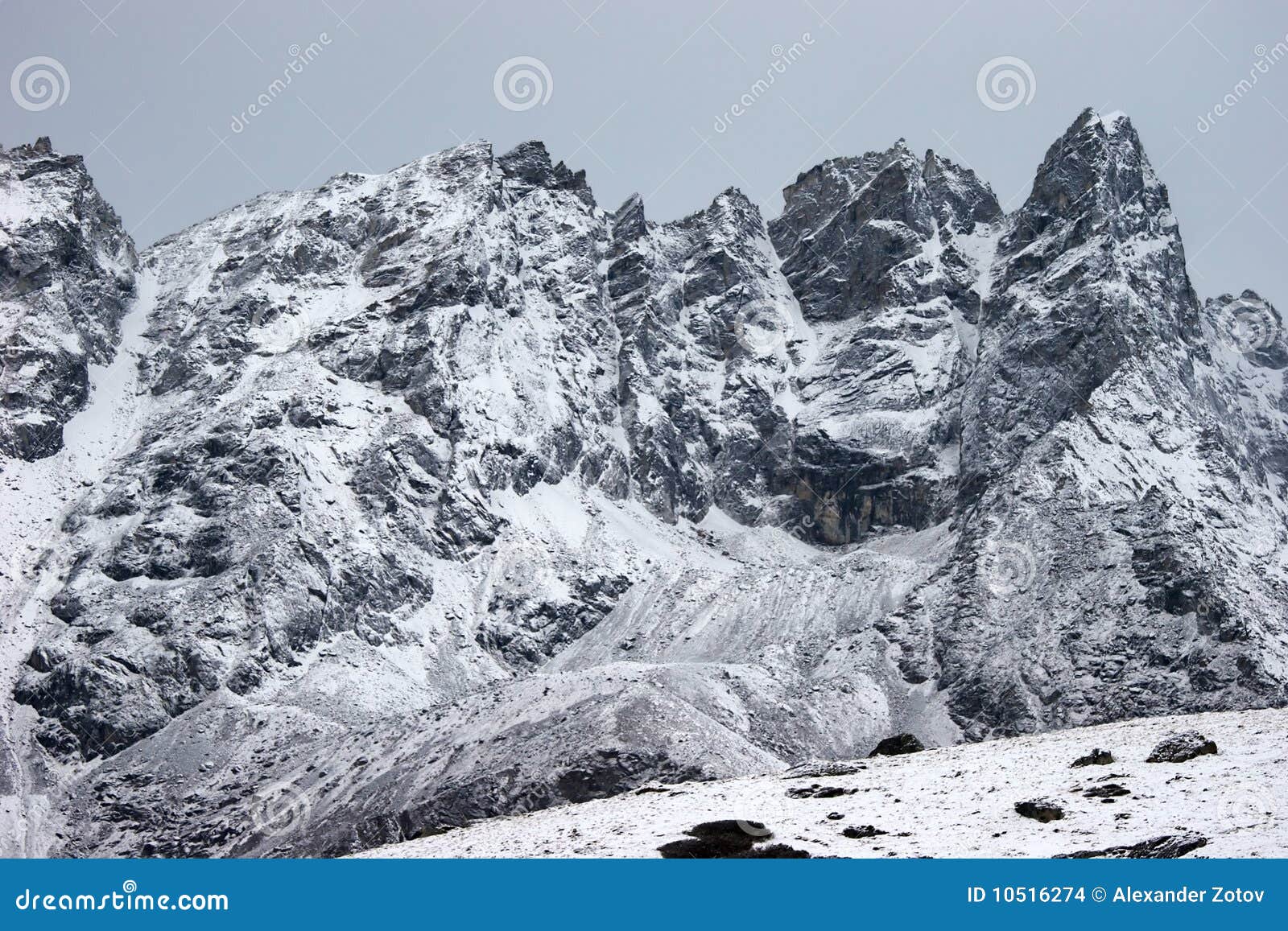 Mountains after Snowfall, Everest Region, Himalaya, Nepal Stock Photo ...