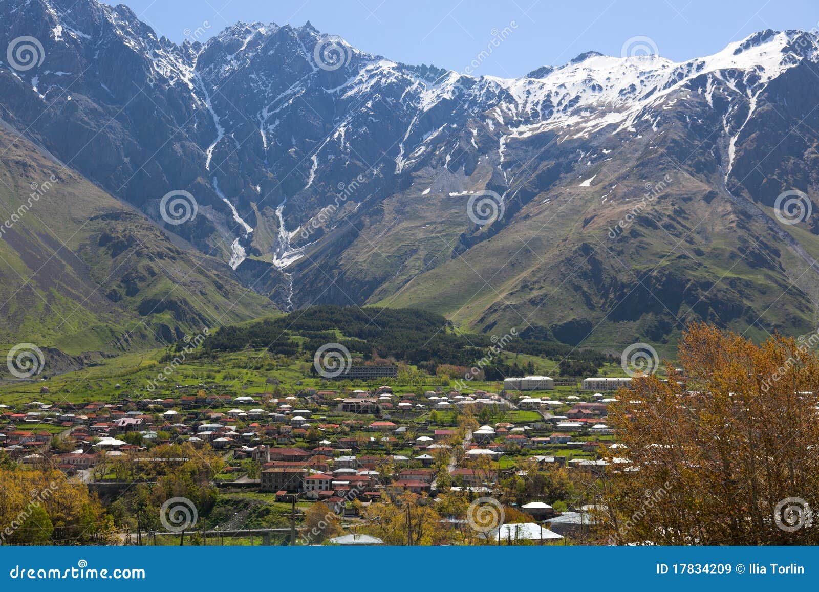 Stepantsminda Village At Mount Kazbek Royalty-Free Stock Image ...
