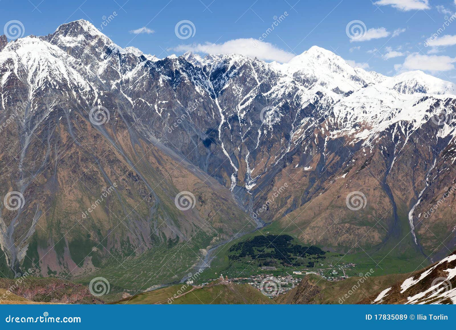 Stepantsminda Village At Mount Kazbek Royalty-Free Stock Image ...