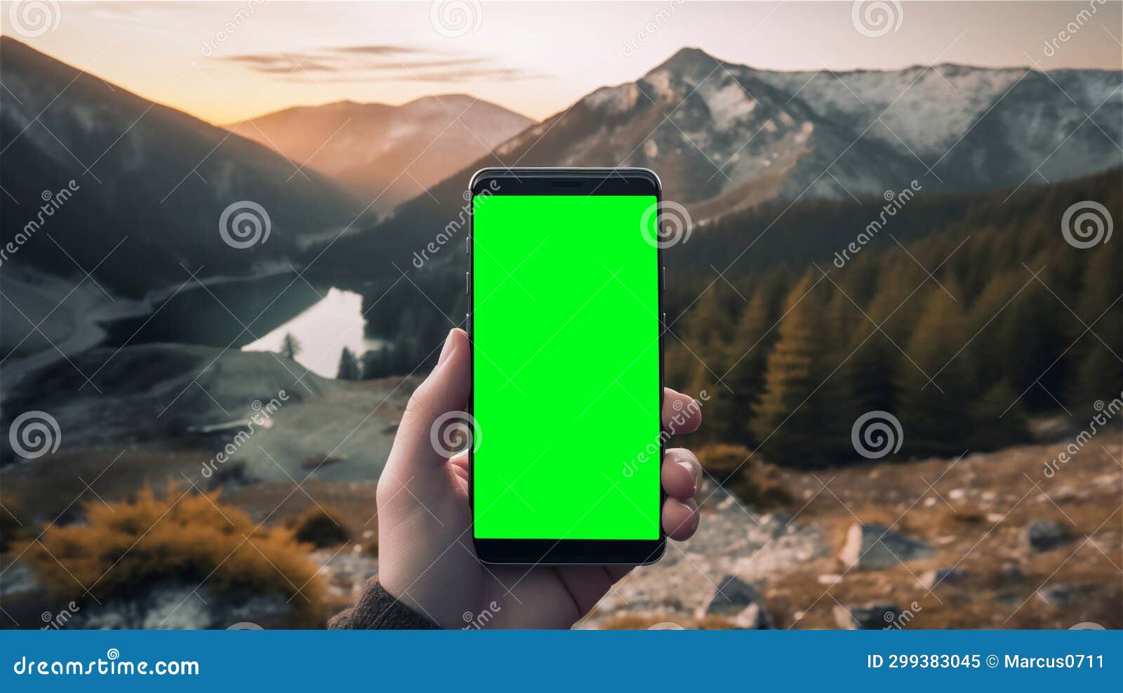 In the Mountains, a Subjective View of the Cell Phone with Greenscreen ...