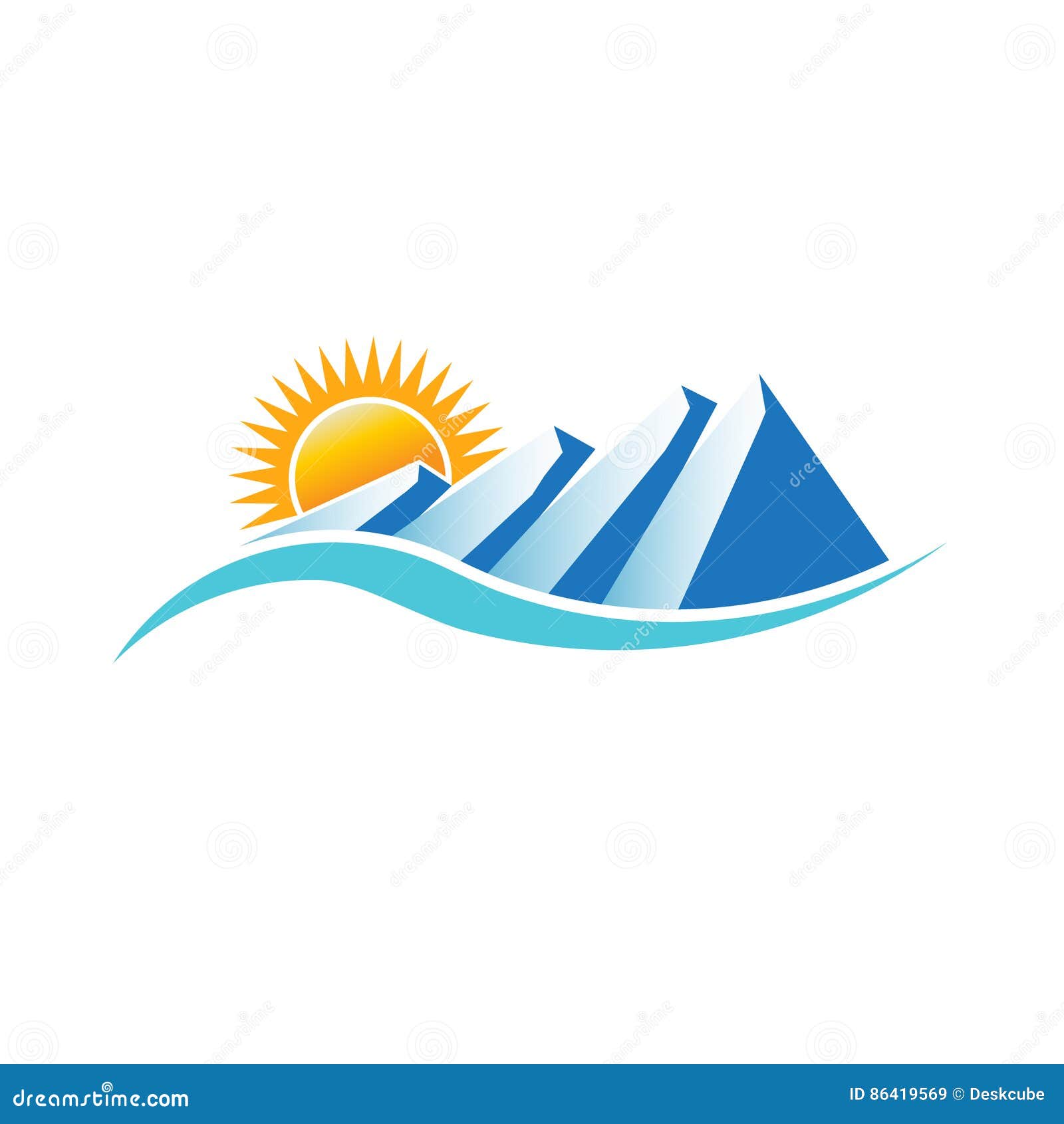 Mountains Sunny Logo Design Stock Illustration - Illustration of ...