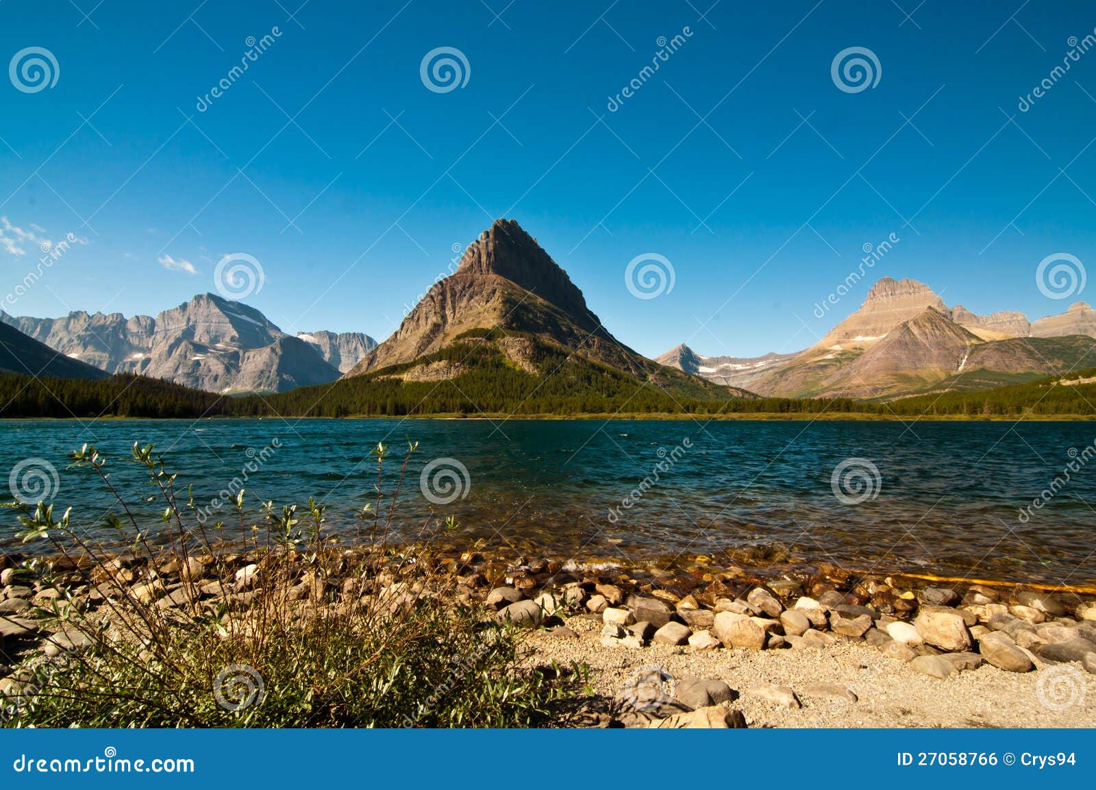 Mountains by Swiftcurrent Lake, Glacier National P Stock Photo - Image ...