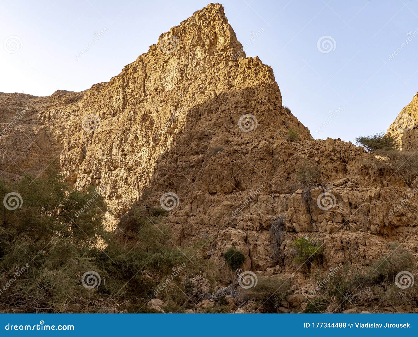 In the Mountains There are Wide Dry Wadi in Summer. Oman Stock Photo ...