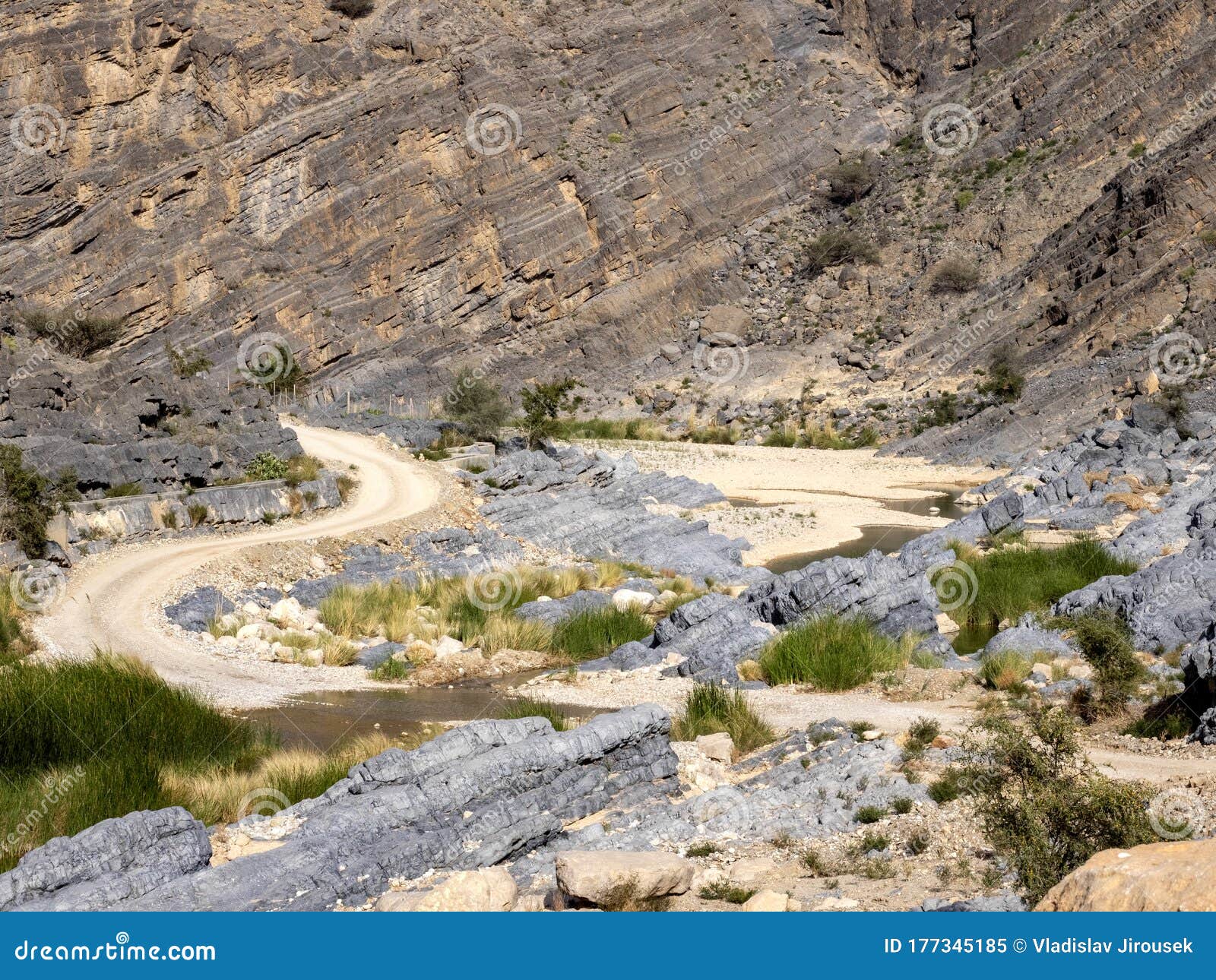In the Mountains There are Wide Dry Wadi in Summer. Oman Stock Image ...