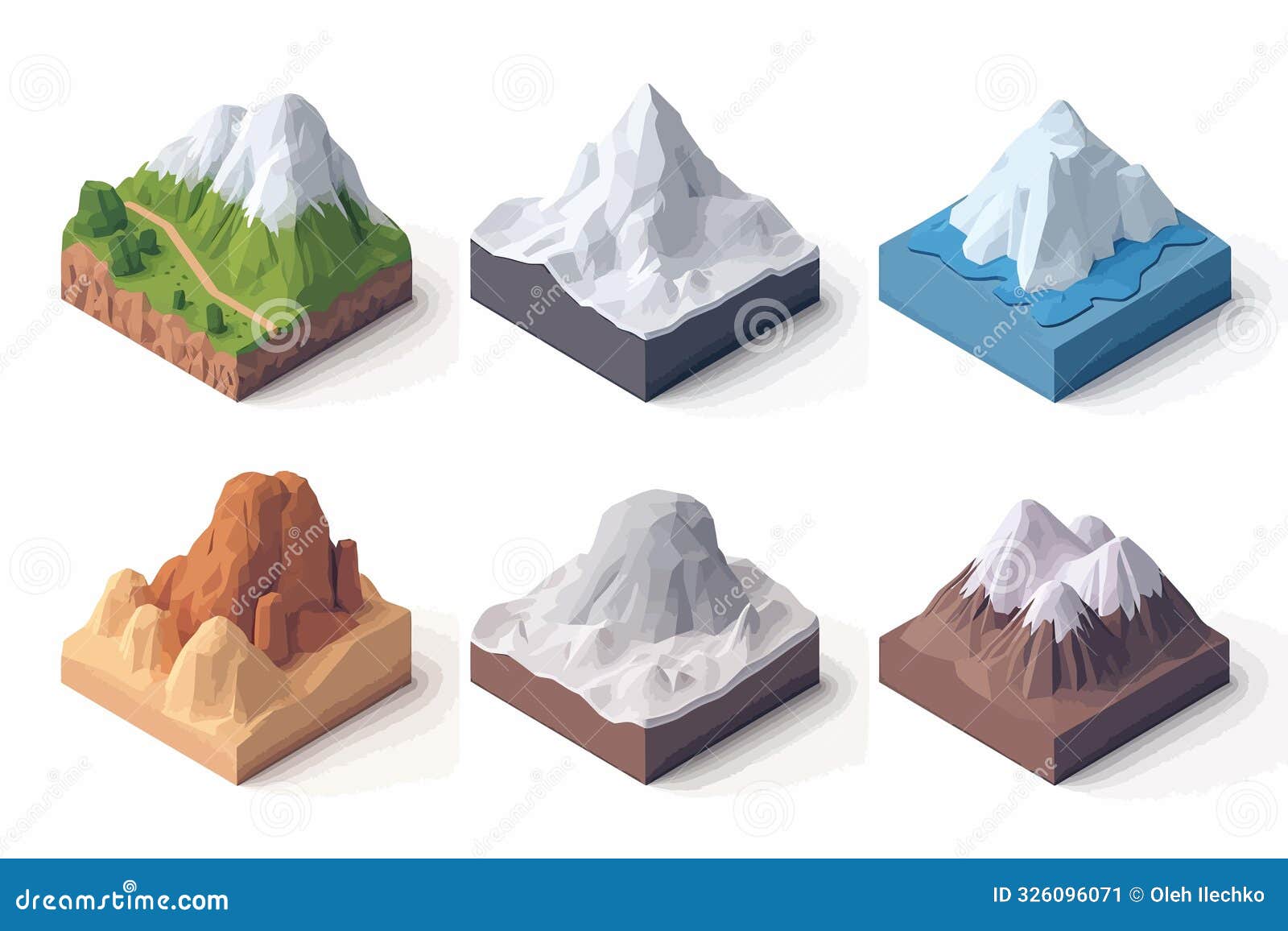 Mountains Tiles Collection Isometric Isolated Vector Style Stock Vector ...